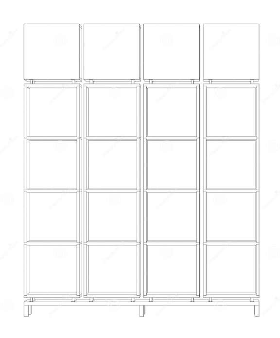 Cad bookcase stock illustration. Illustration of wood - 4303527