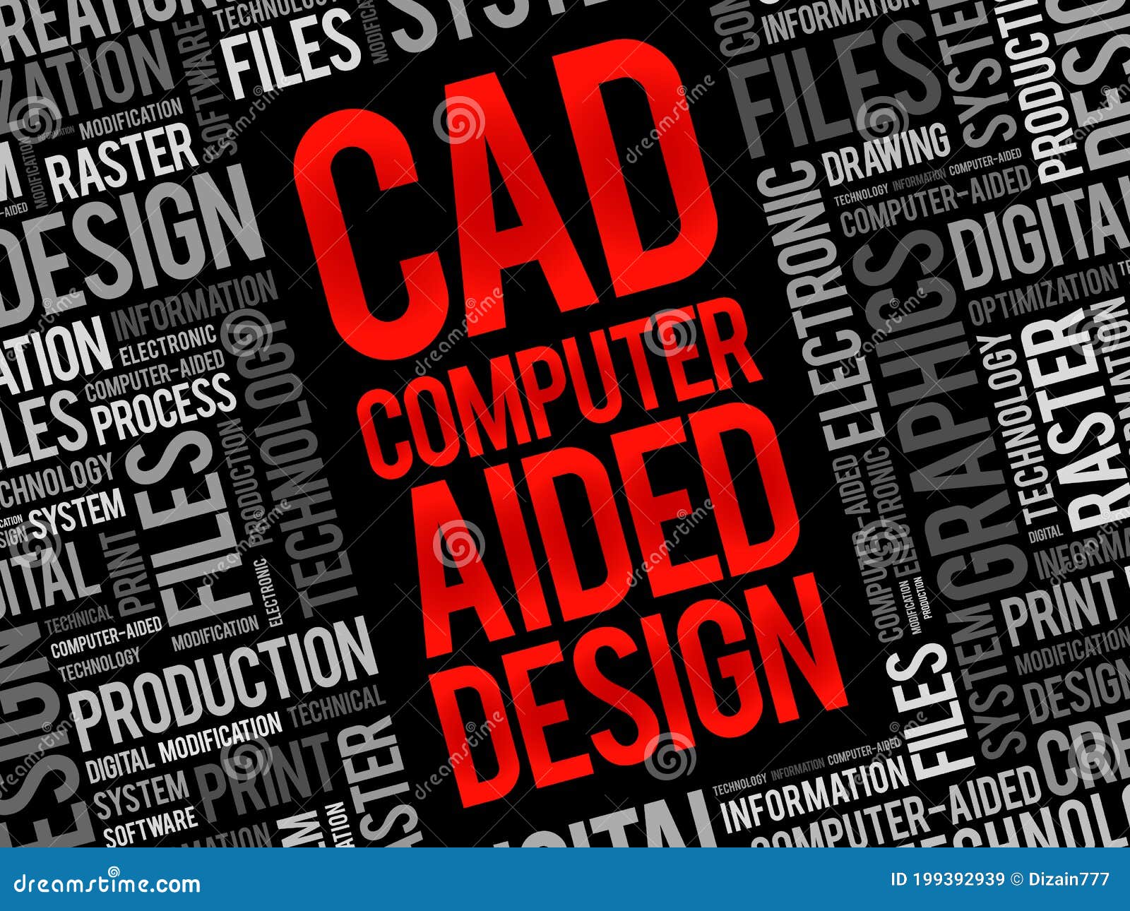 CAD - Computer Aided Design Word Cloud Stock Illustration ...