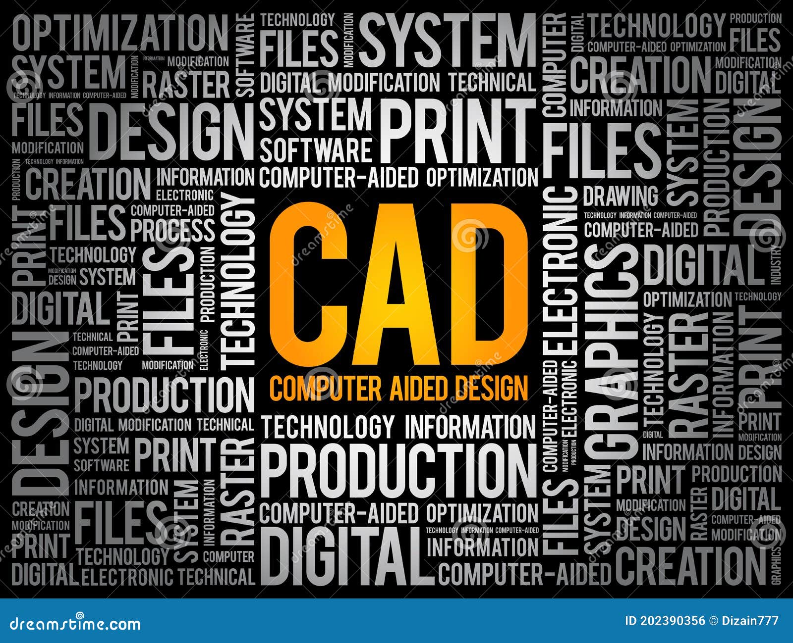 CAD - Computer Aided Design Word Cloud Stock Illustration ...