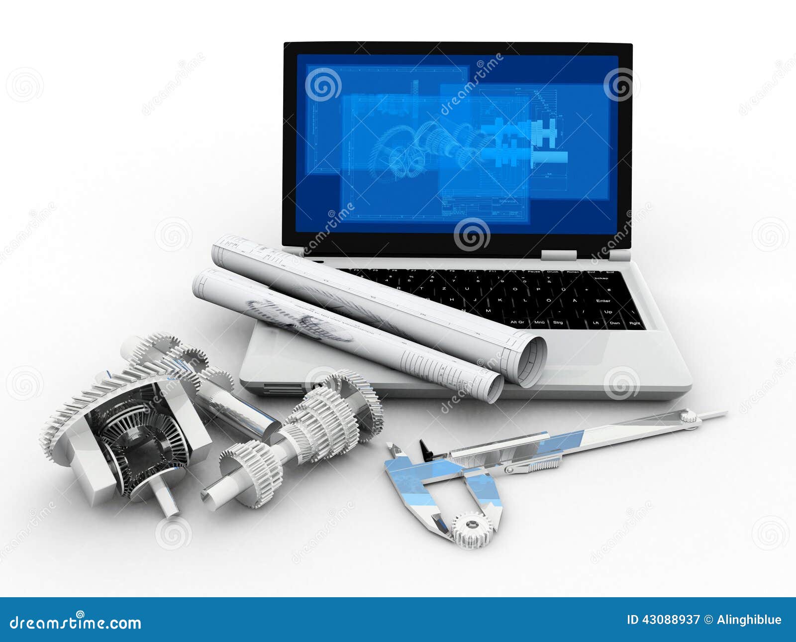 CAD Concept Gear Drive stock illustration. Illustration of planning ...