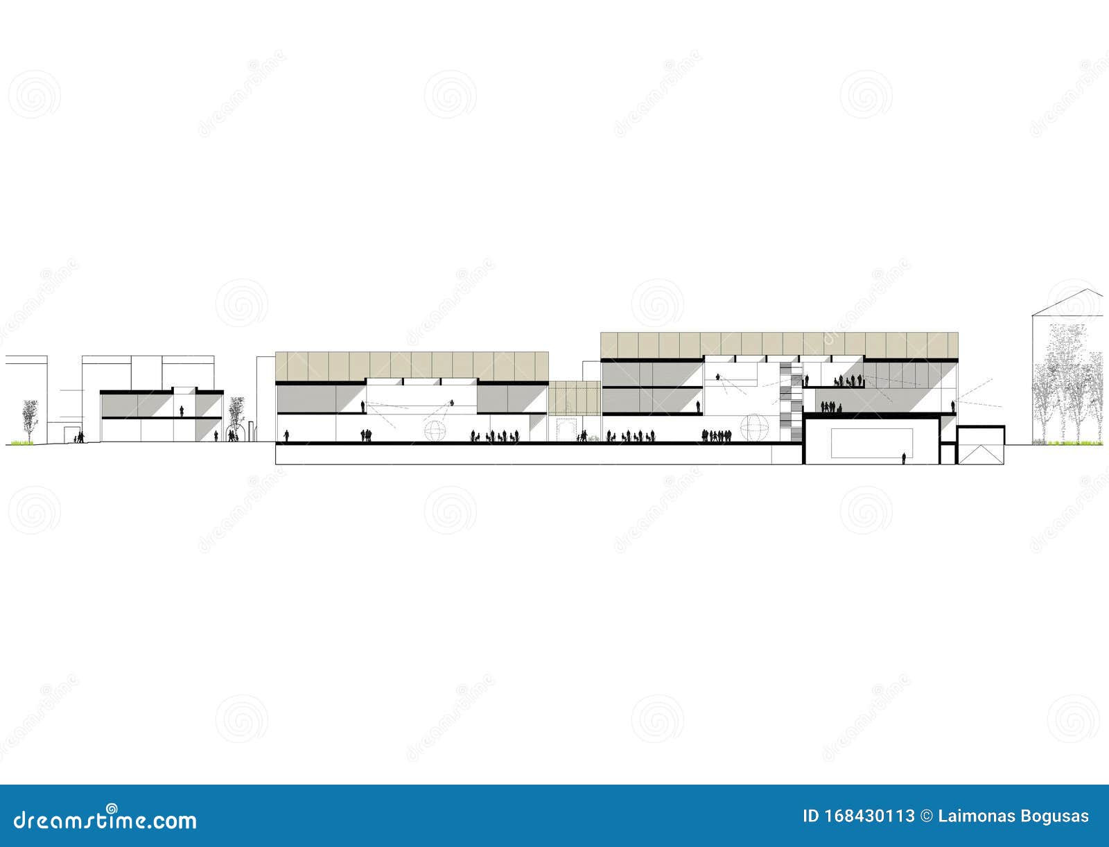 Cad Drawing. Section of the University Building Stock Illustration ...