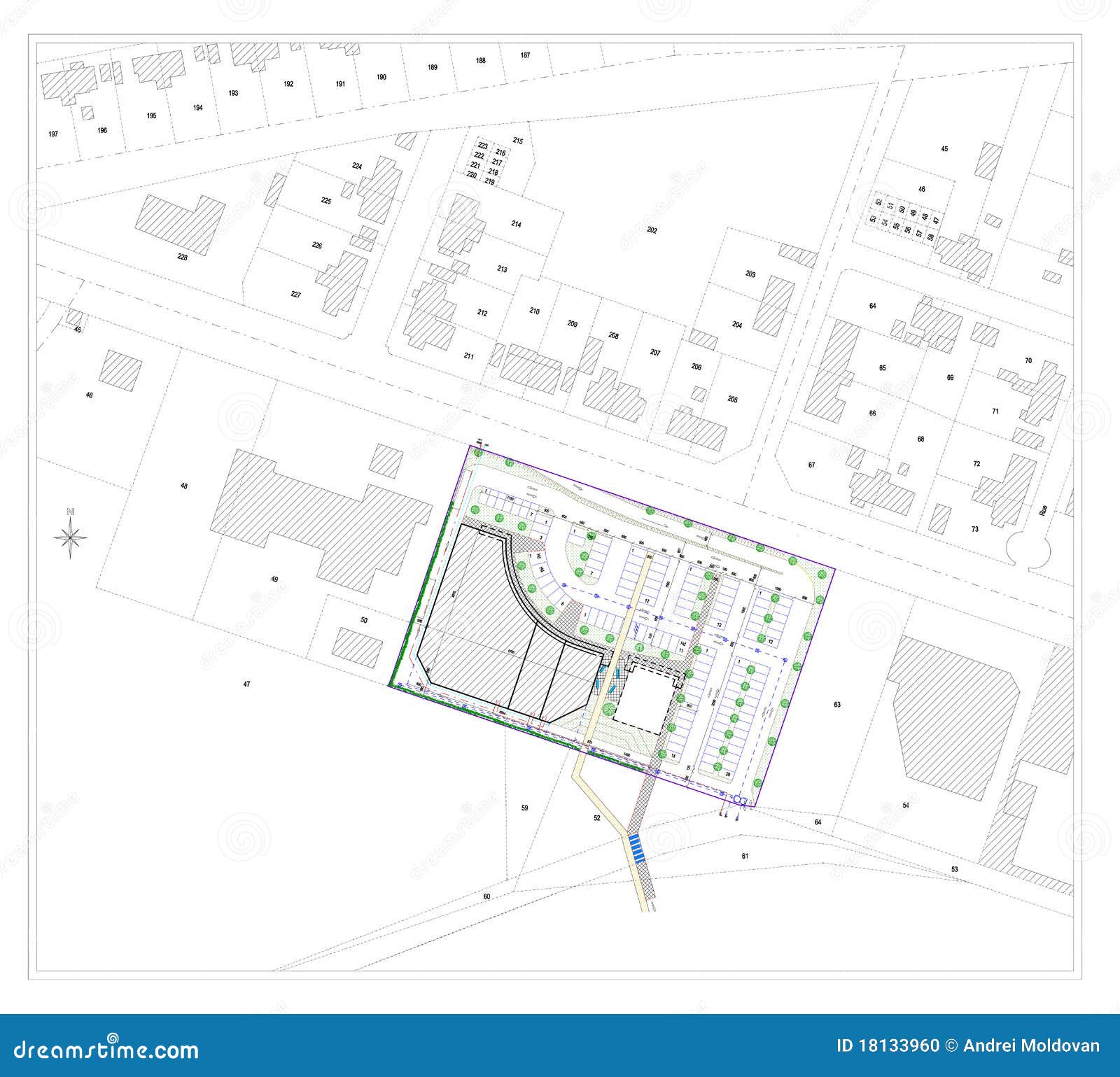 CAD Drawing and Sketch of a City Stock Illustration - Illustration of ...