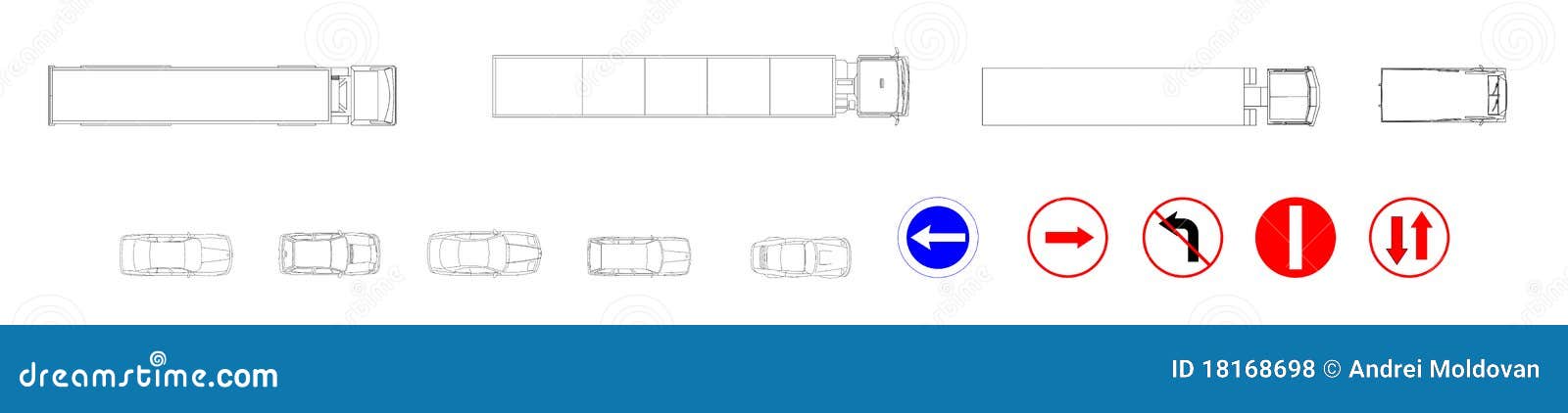 CAD Drawings of Cars and Circulation Signs Stock Illustration ...