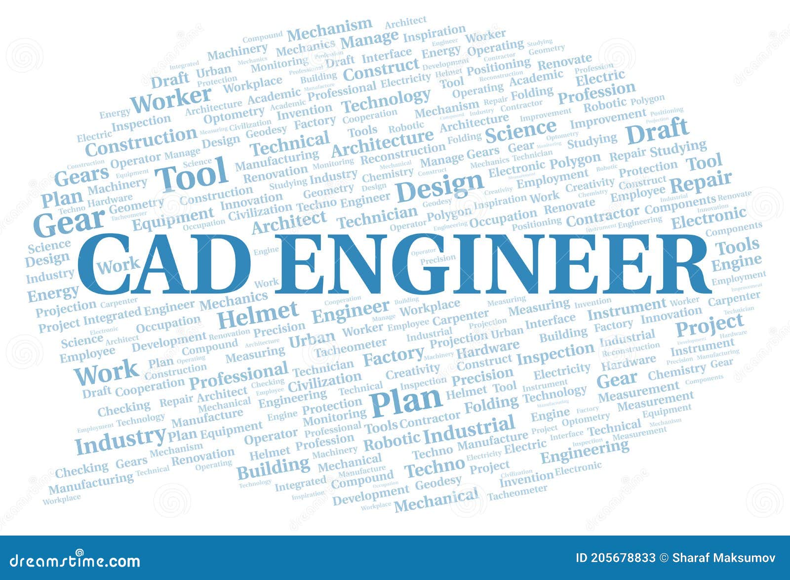Cad Engineer Typography Word Cloud Create with the Text only Stock ...
