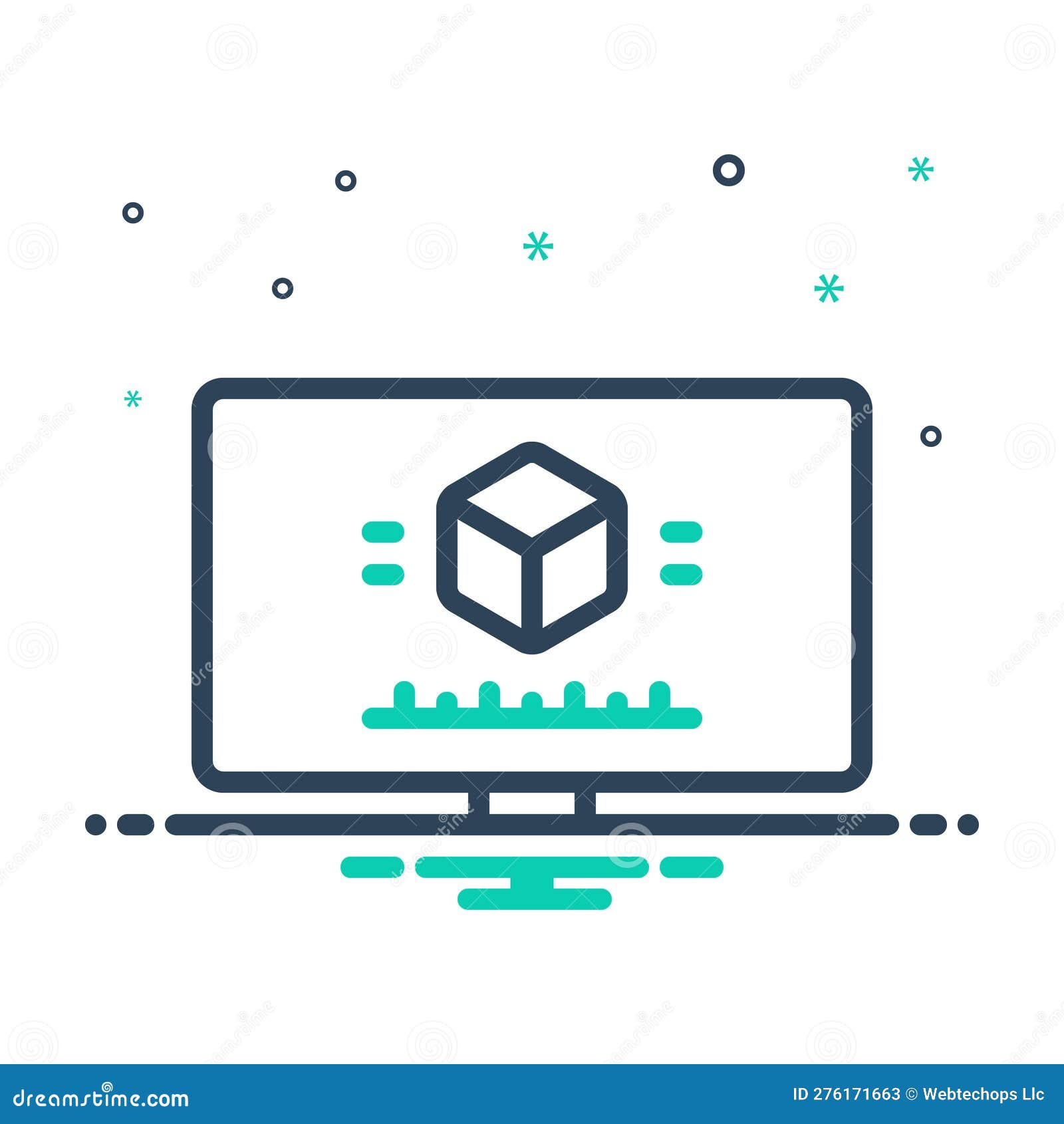 Mix Icon for Cad, Computer and Cube Stock Vector - Illustration of ...