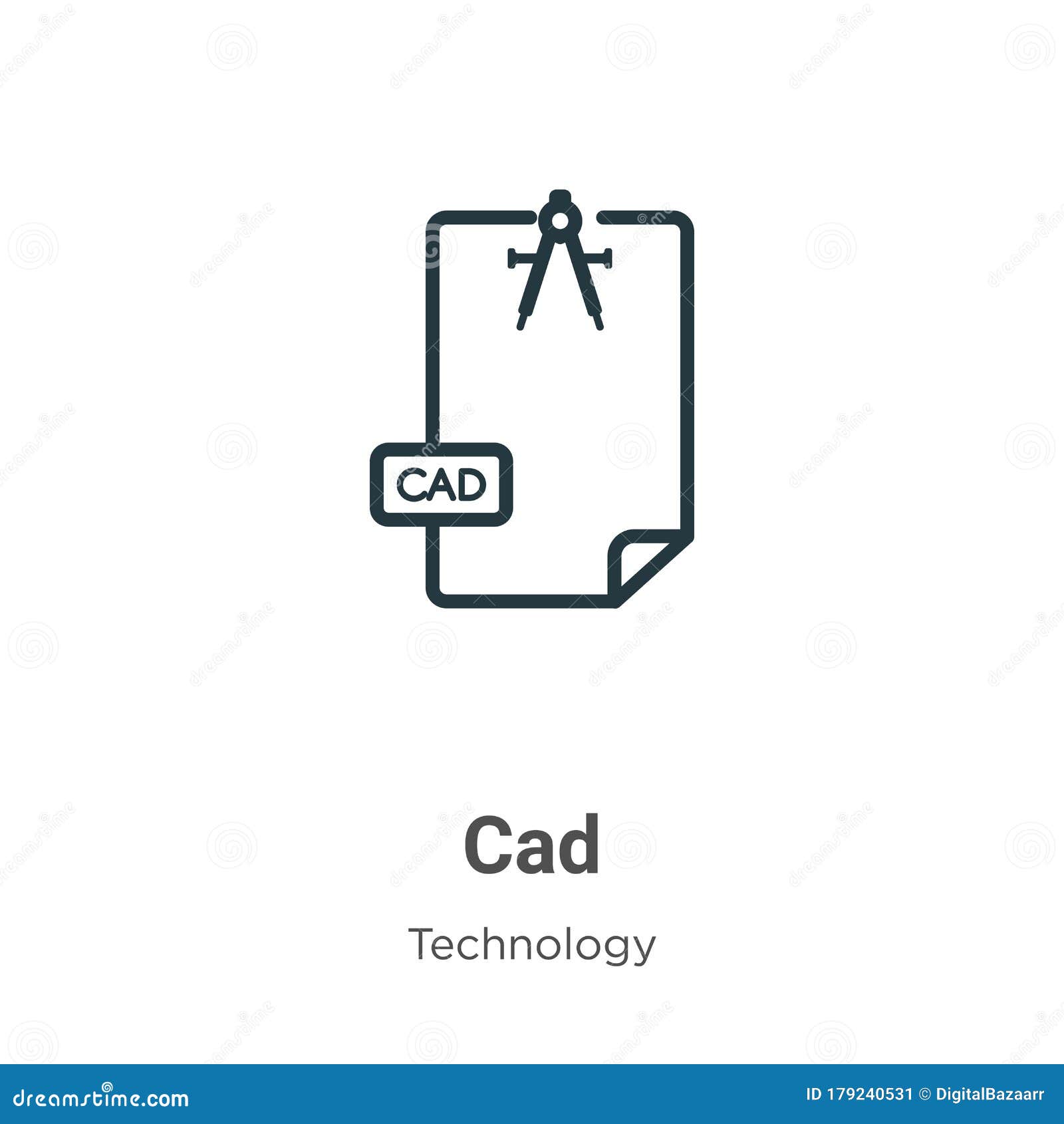 Cad Outline Vector Icon. Thin Line Black Cad Icon, Flat Vector Simple ...