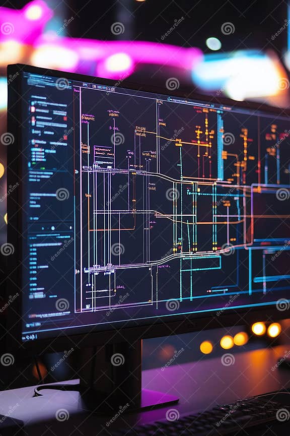 CAD Schematic of a Disaster-resilient Power Grid System Displayed on a ...
