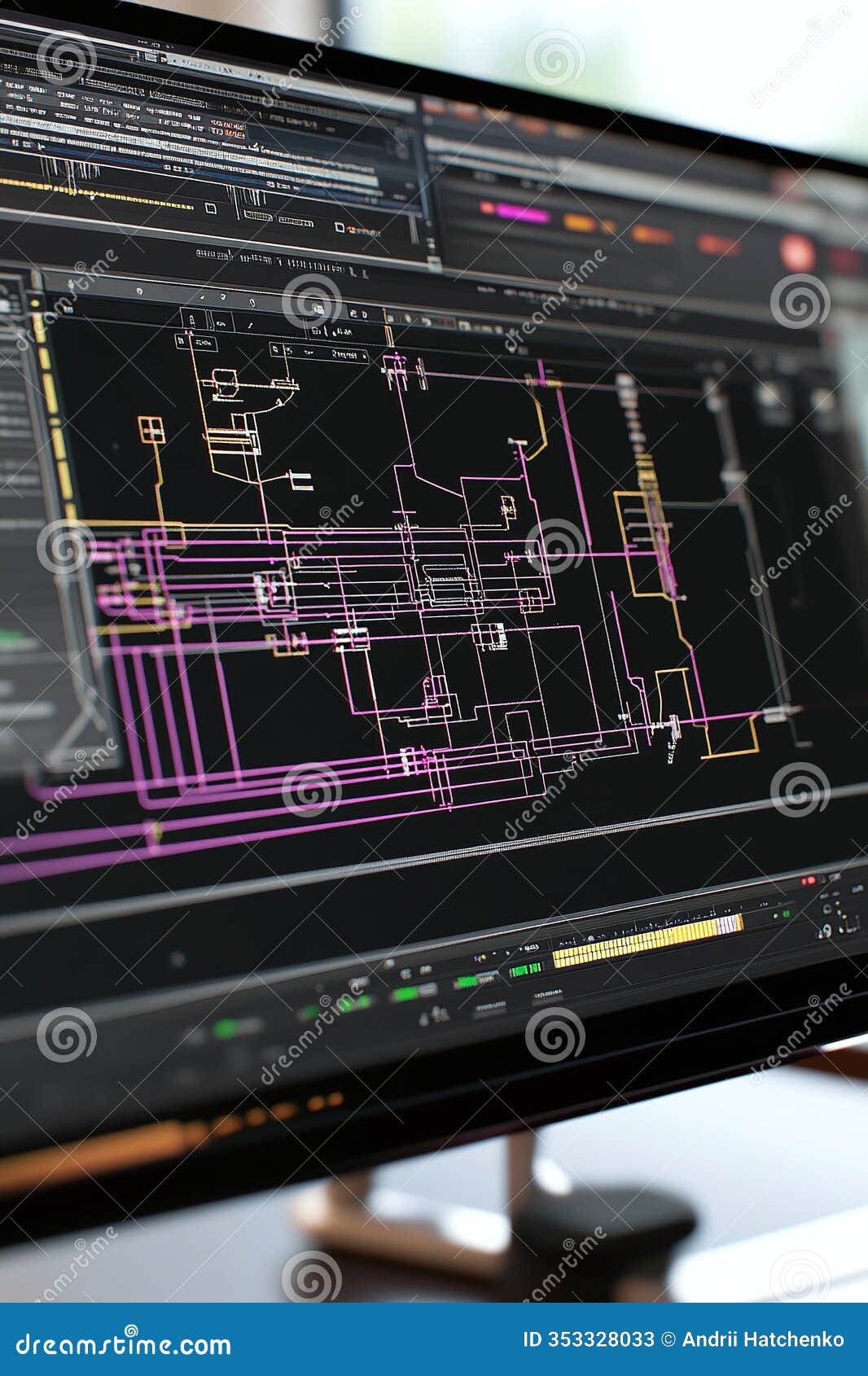 CAD Software Illustrating the Layout of an Interconnected Power Grid on ...