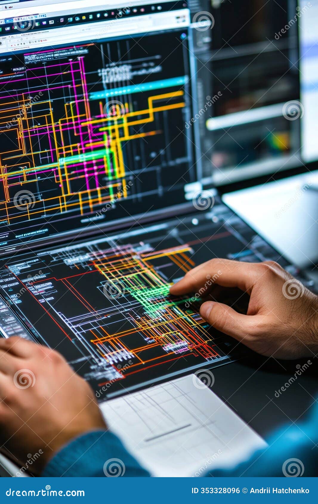 CAD Software Showing an Electrical Grid Map Overlay on a Geographic ...