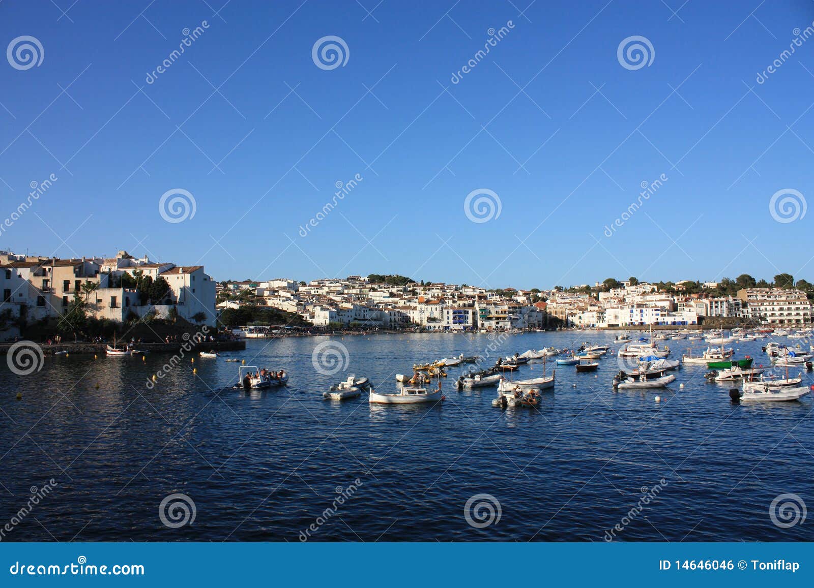 Cadaques and Boats in the Bay Stock Photo - Image of heavens, brava ...