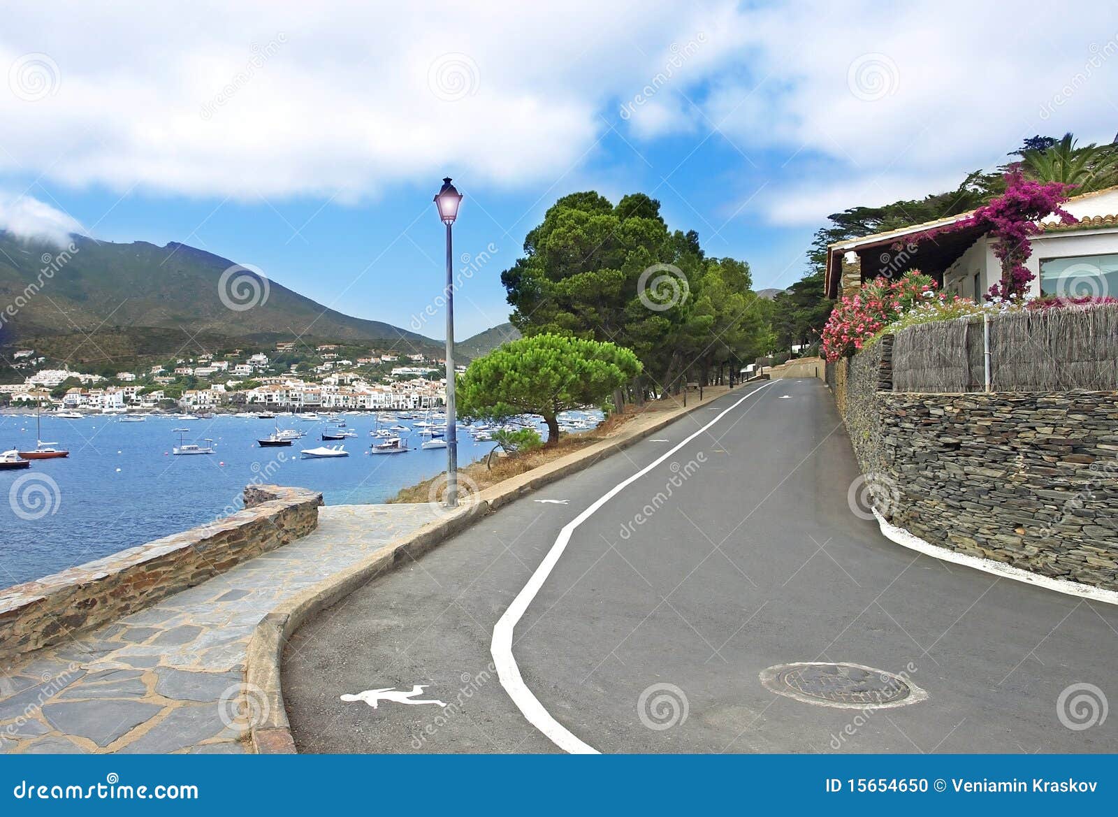 Cadaques view with road stock photo. Image of seaside - 15654650