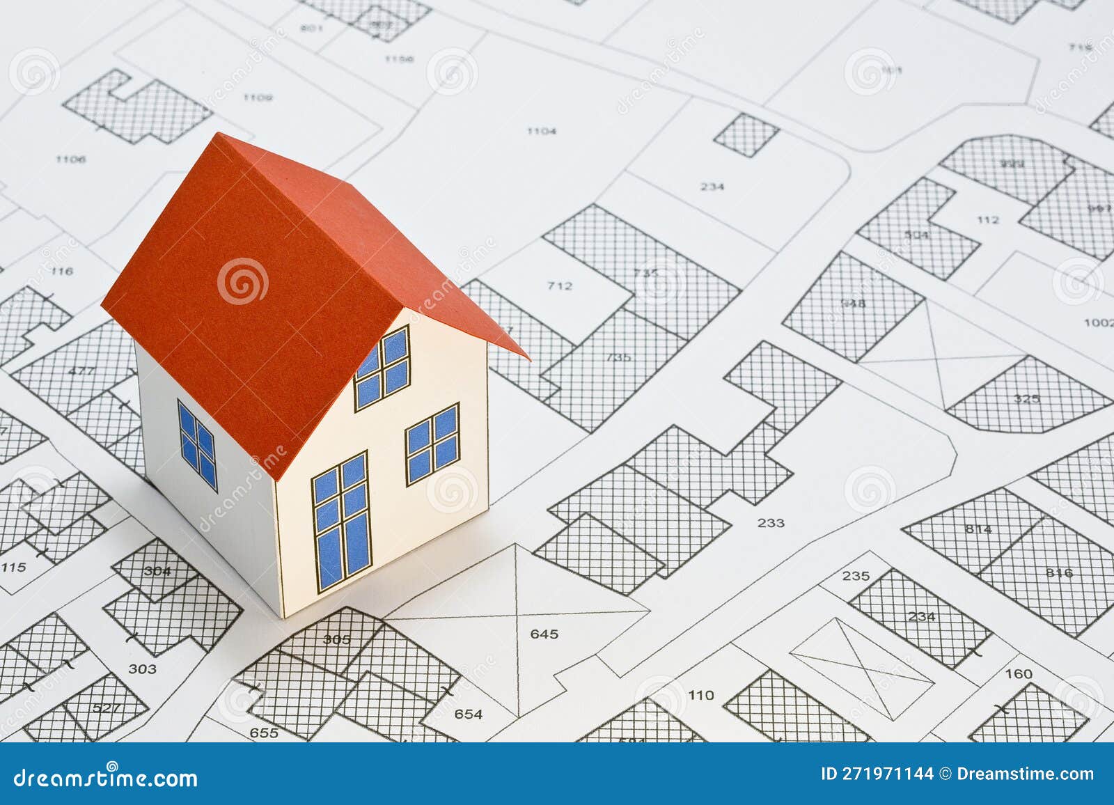 Cadastral Map with Buildings, Building Plot and Free Land Parcel Stock ...