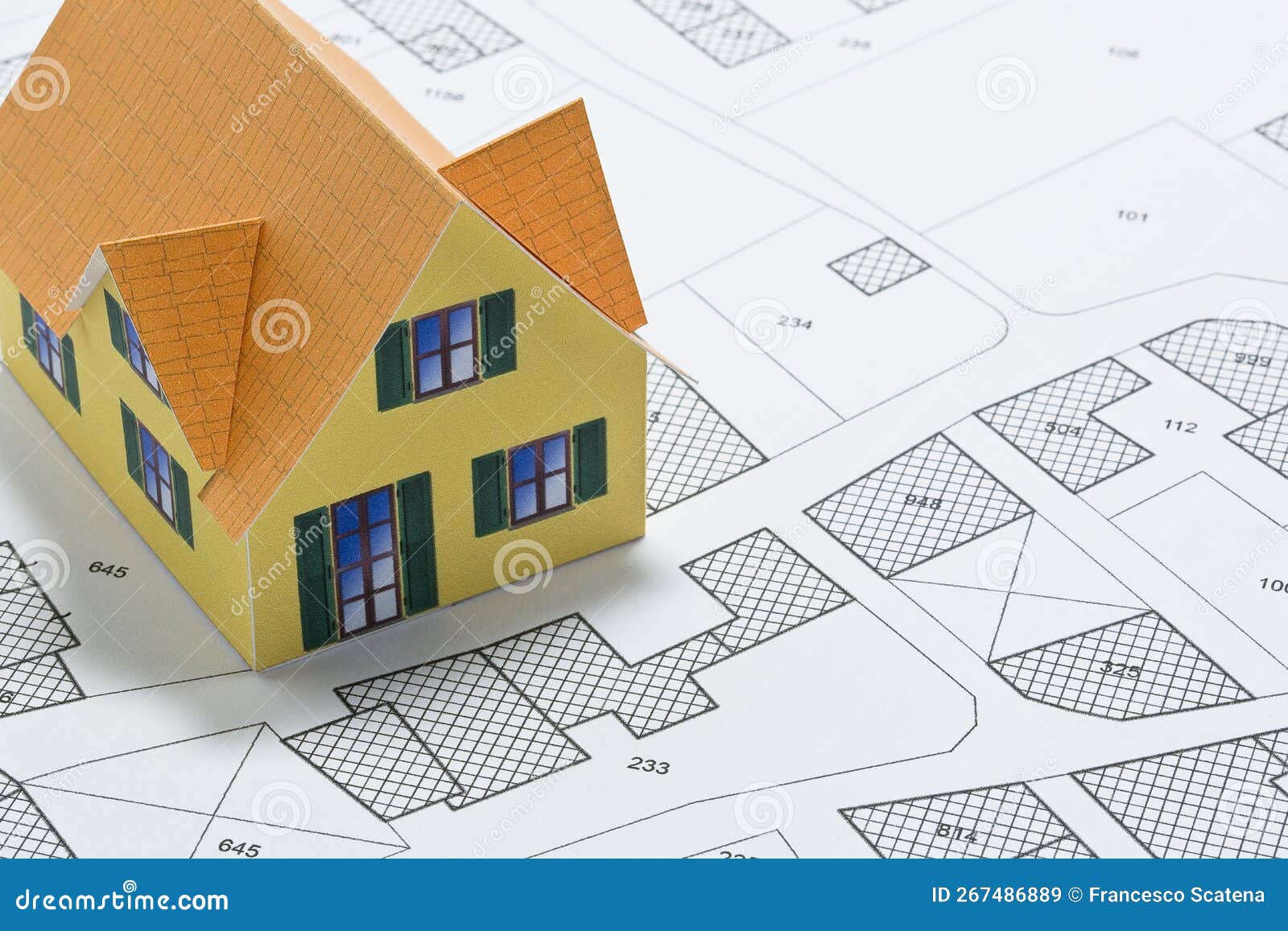 Cadastral Map with Buildings, Building Plot and Free Land Parcel Stock ...