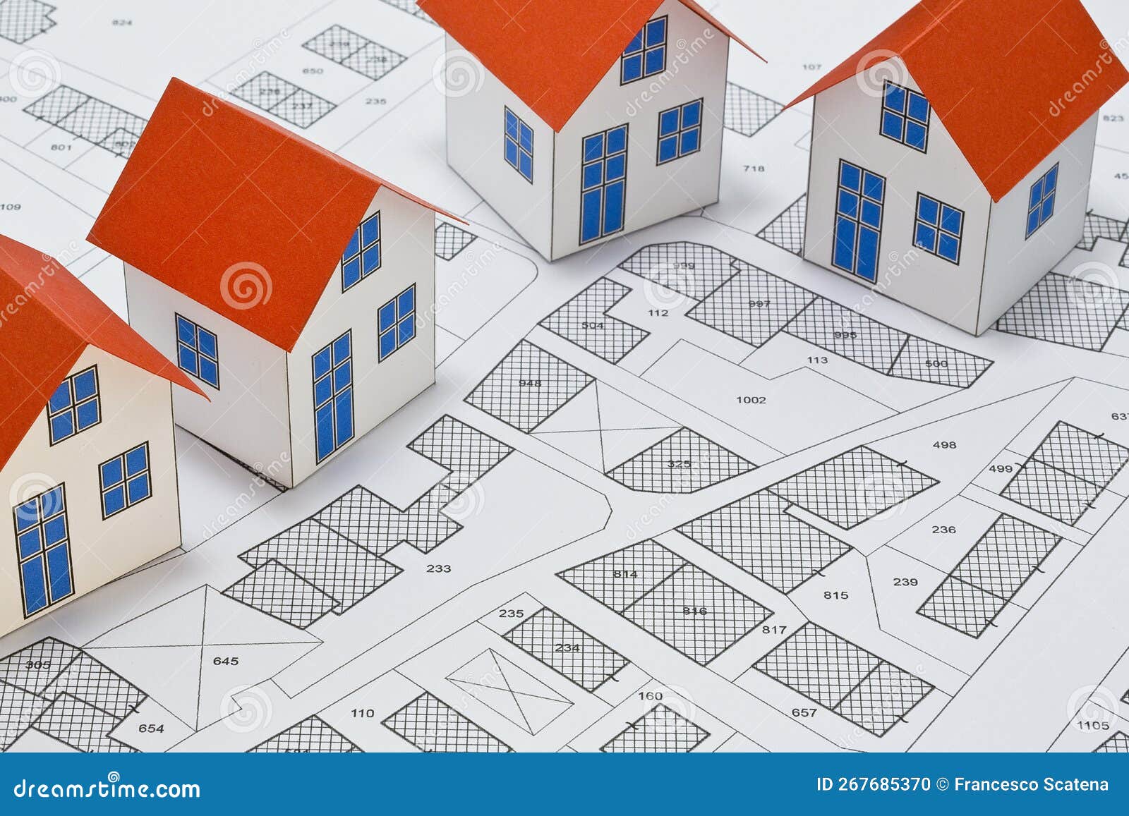 Cadastral Map with Buildings, Building Plot and Free Land Parcel Stock ...