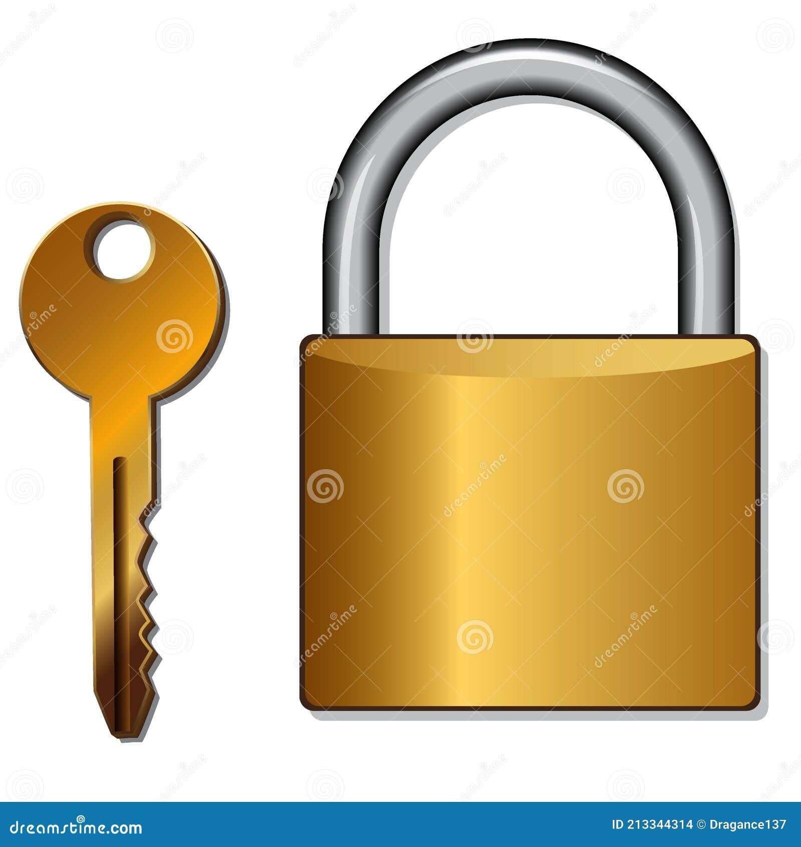 Cadeado Dourado Com Chave Isolada Ilustração do Vetor - Ilustração de ...
