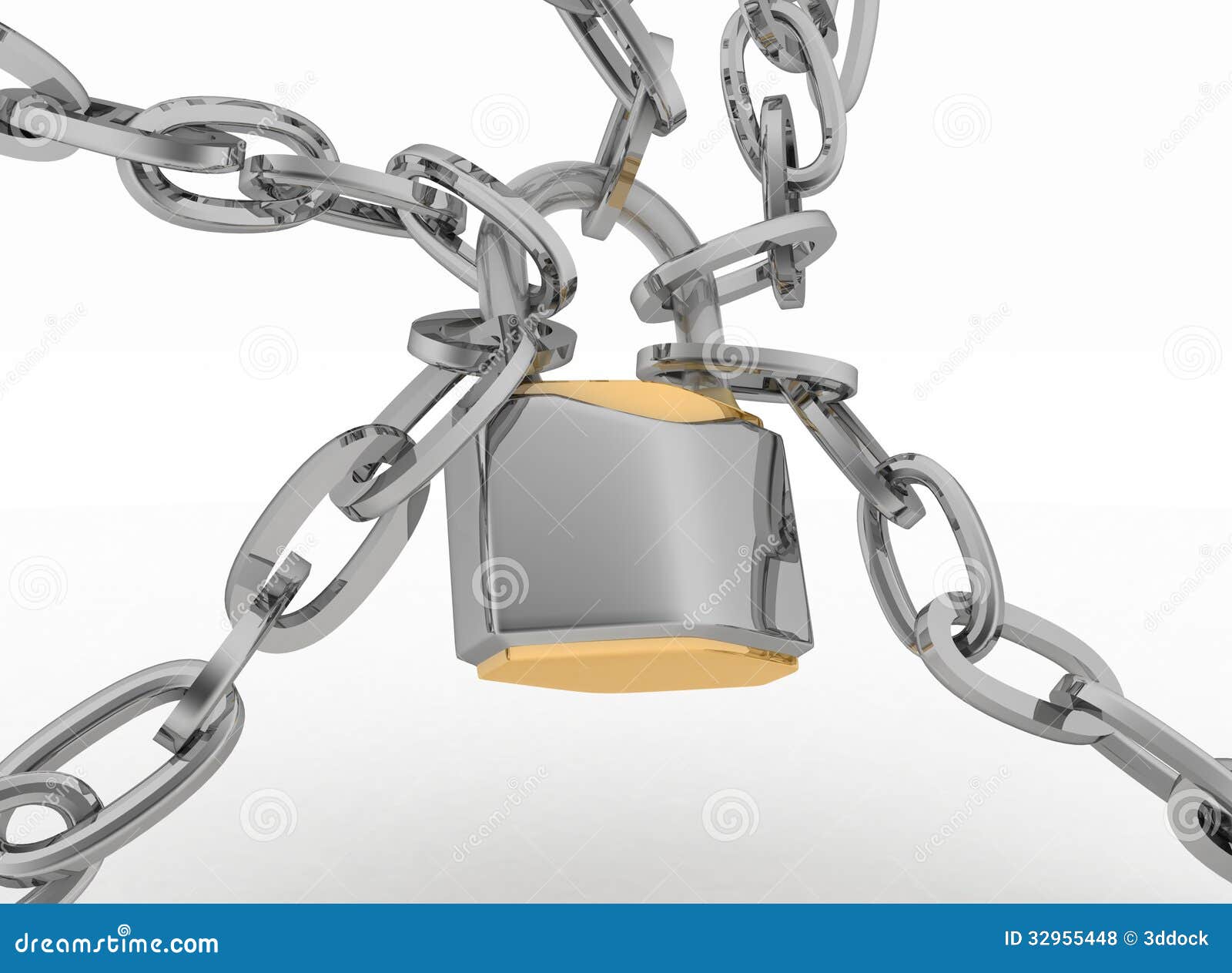 Cadena De Chrome Con Un Candado Stock de ilustración - Ilustración de ...