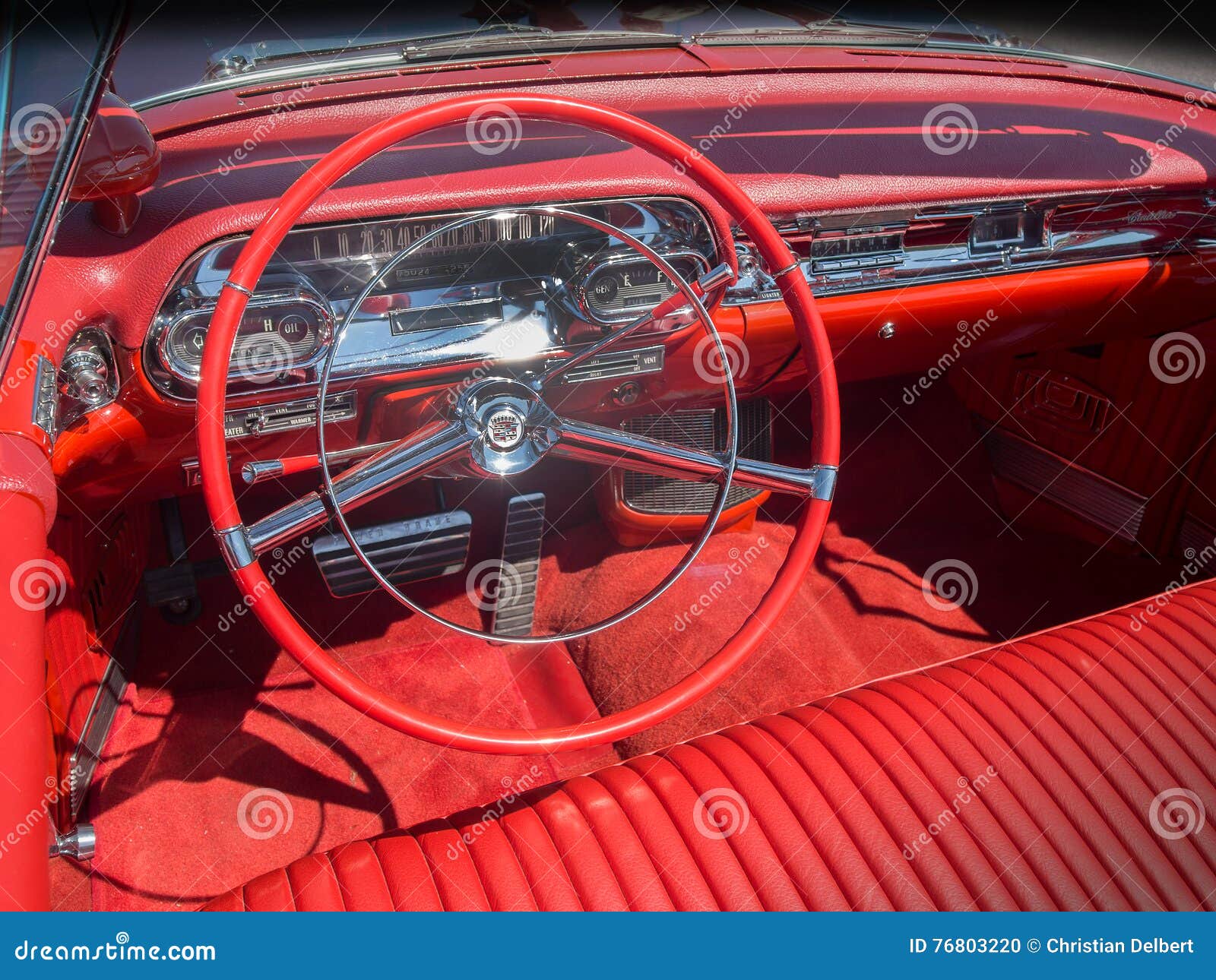 Cadillac dashboard in red editorial image. Image of 1950s - 76803220