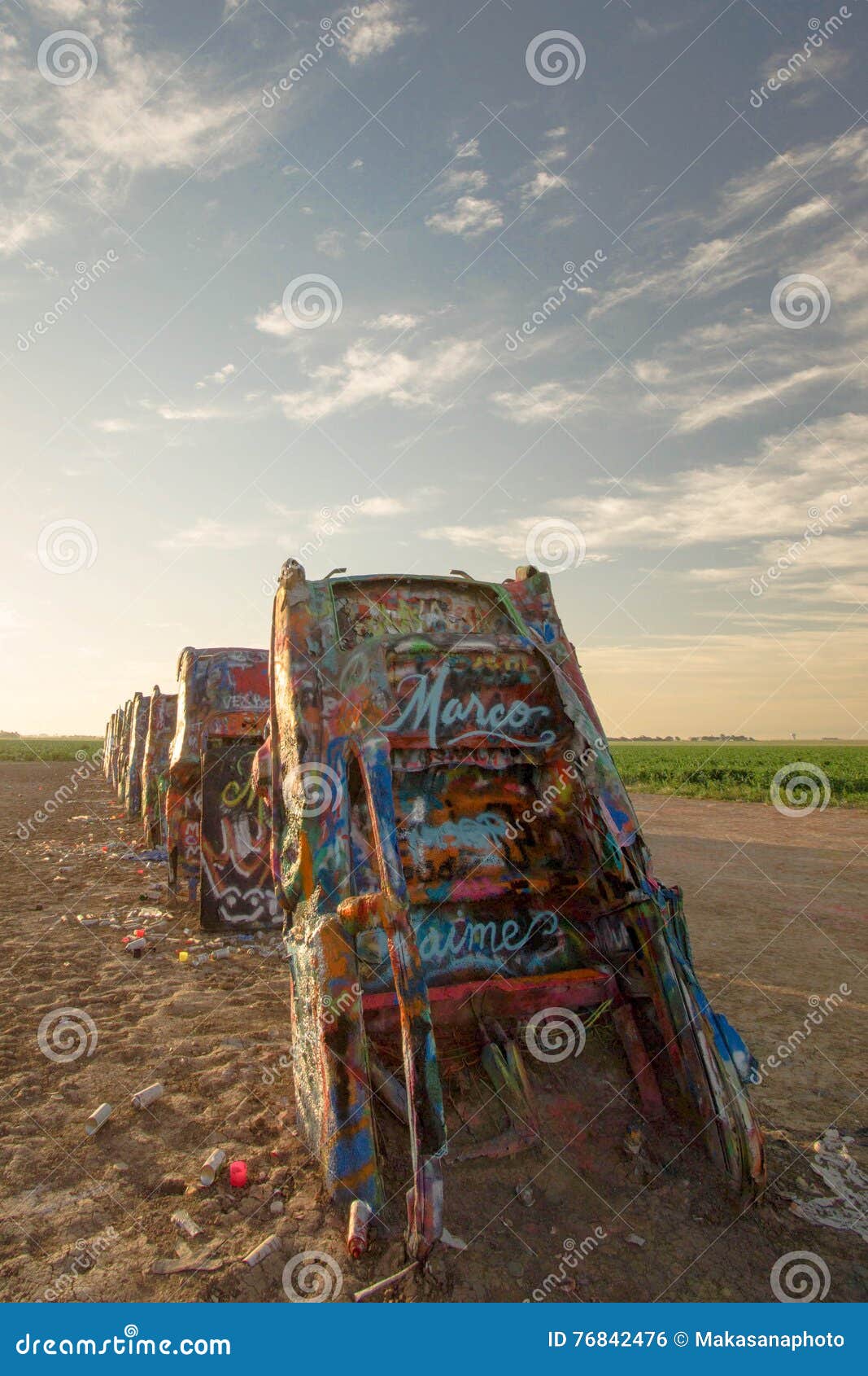 Cadillac Ranch editorial photo. Image of trash, panhandle - 76842476