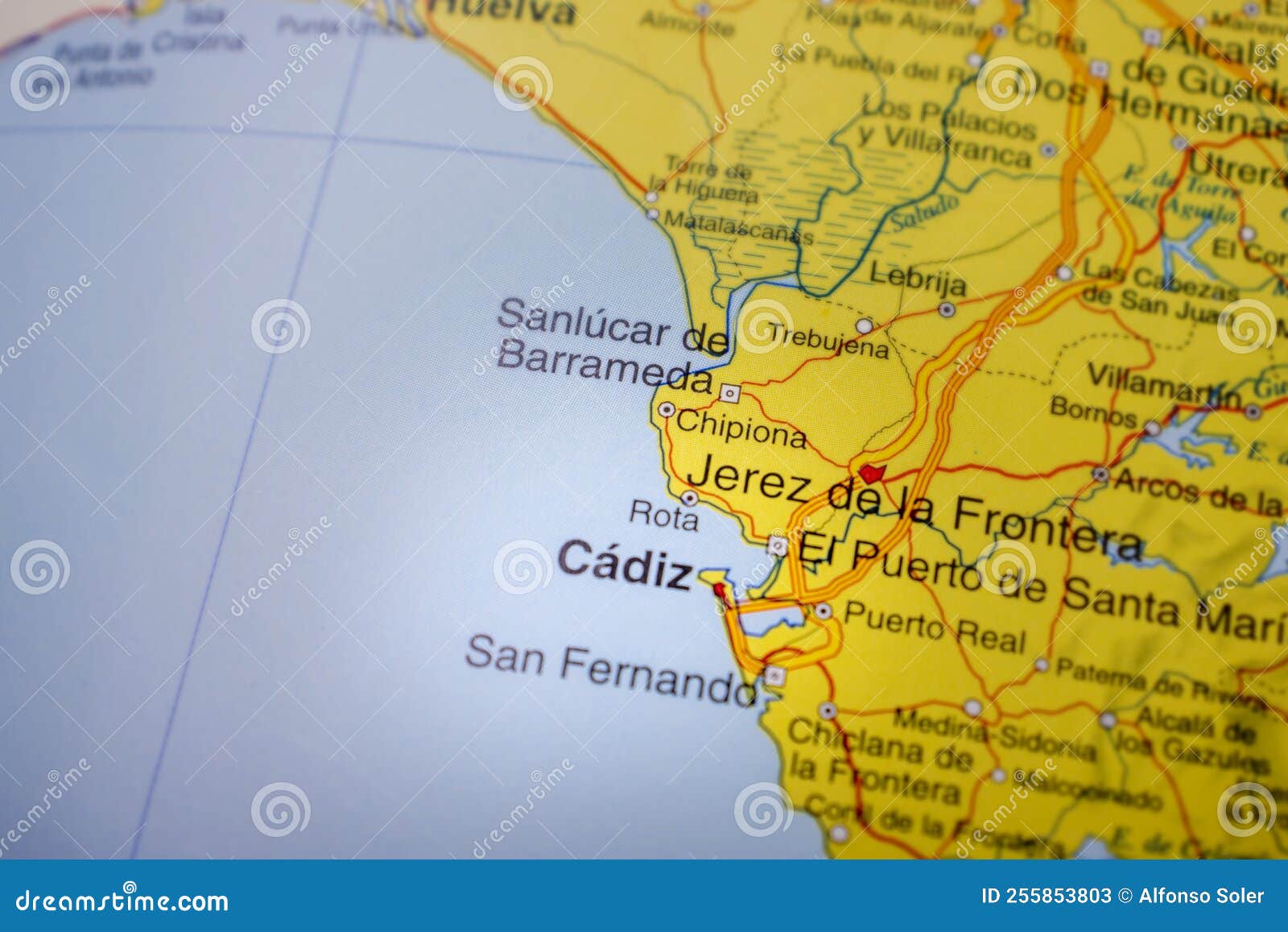 Cadiz Highlighted on a Map of Spain Stock Image - Image of geography ...