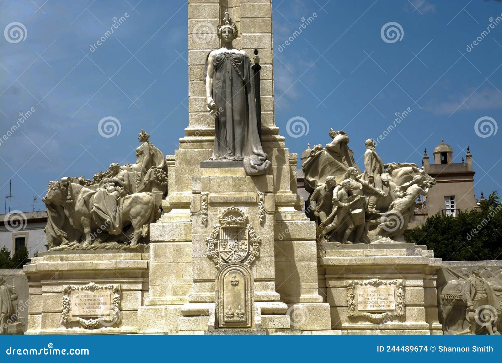 Cadiz, monument of freedom stock photo. Image of monument - 244489674
