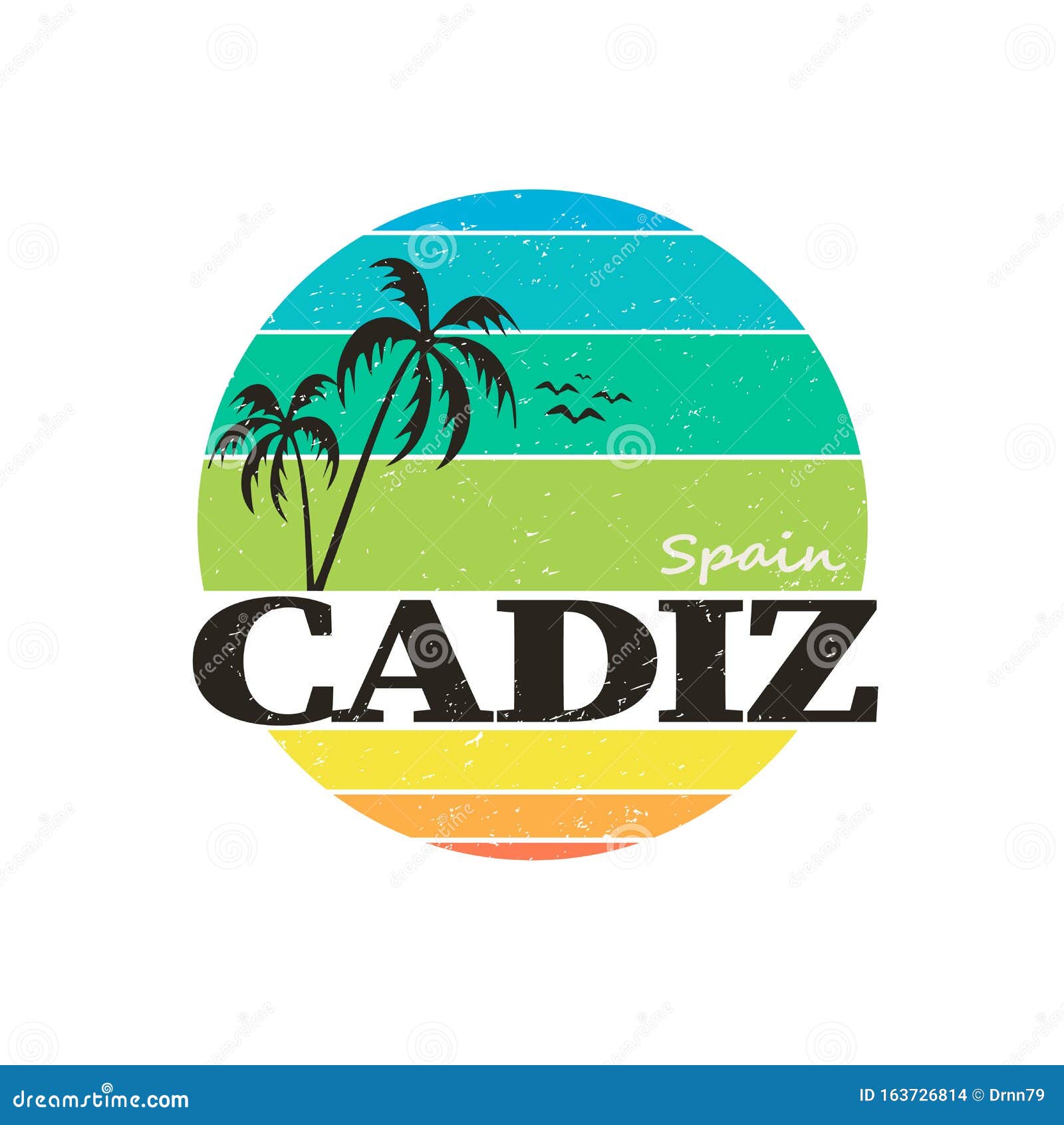 Cadiz Palm Badge Stamp on White Background in Editable Vector File ...