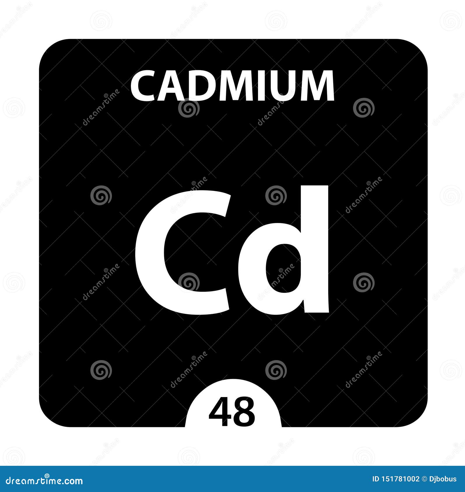 Cadmium Cd, Chemical Element Sign. 3D Rendering Isolated on White ...