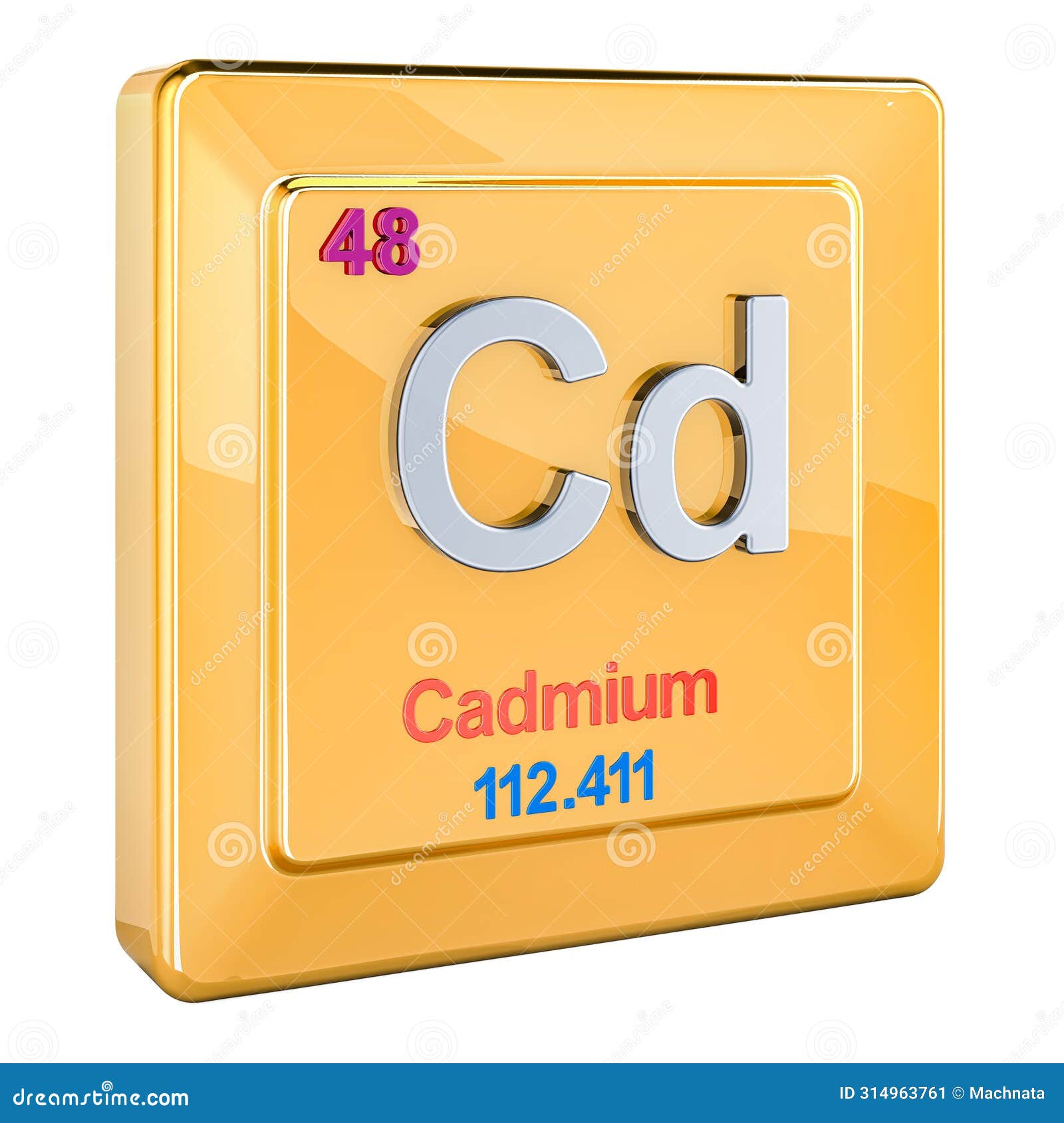 Cadmium Cd Chemical Element Sign With Number 48 In Periodic Table. 3D ...