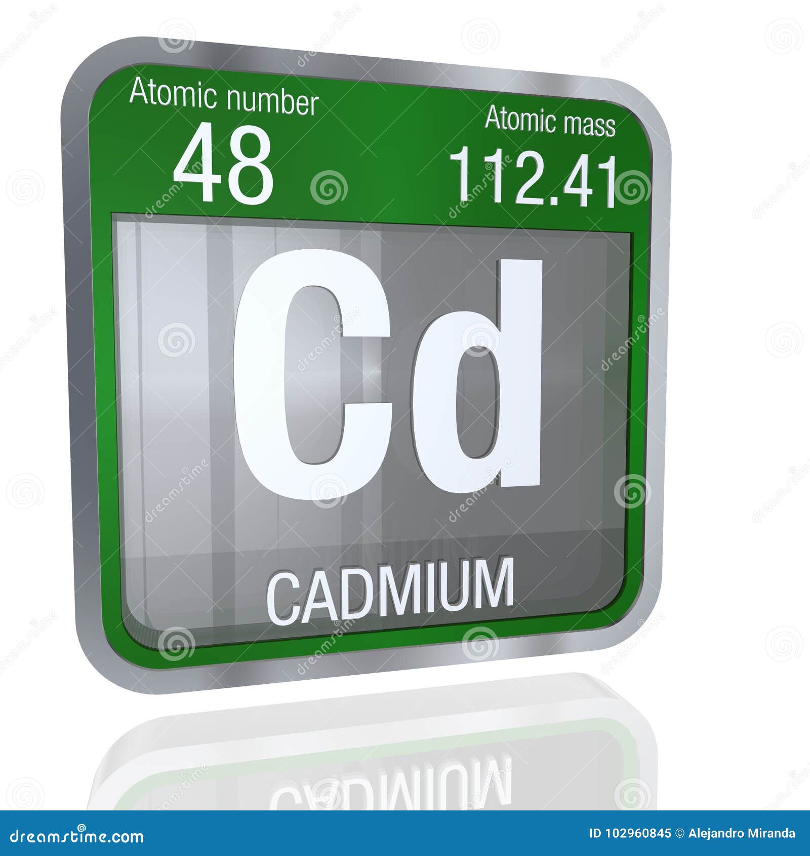 Cadmium Symbol in Square Shape with Metallic Border and Transparent ...