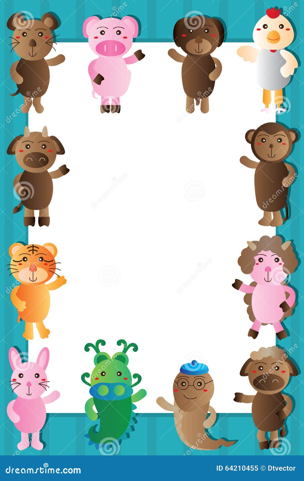 Cadre Animal De Blanc De Zodiaque Illustration de Vecteur ...