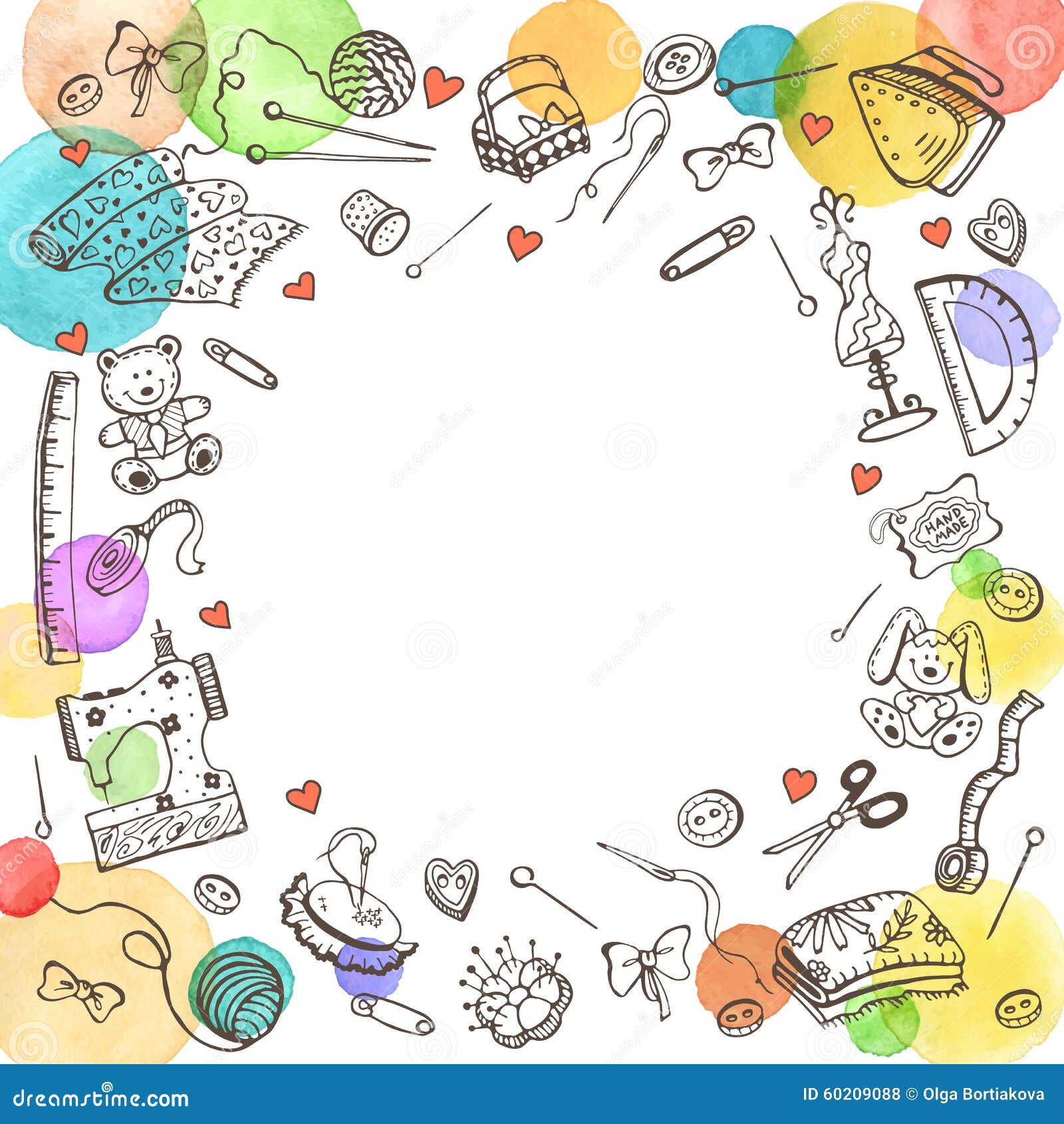 Cadre de couture illustration de vecteur. Illustration du tissu - 60209088