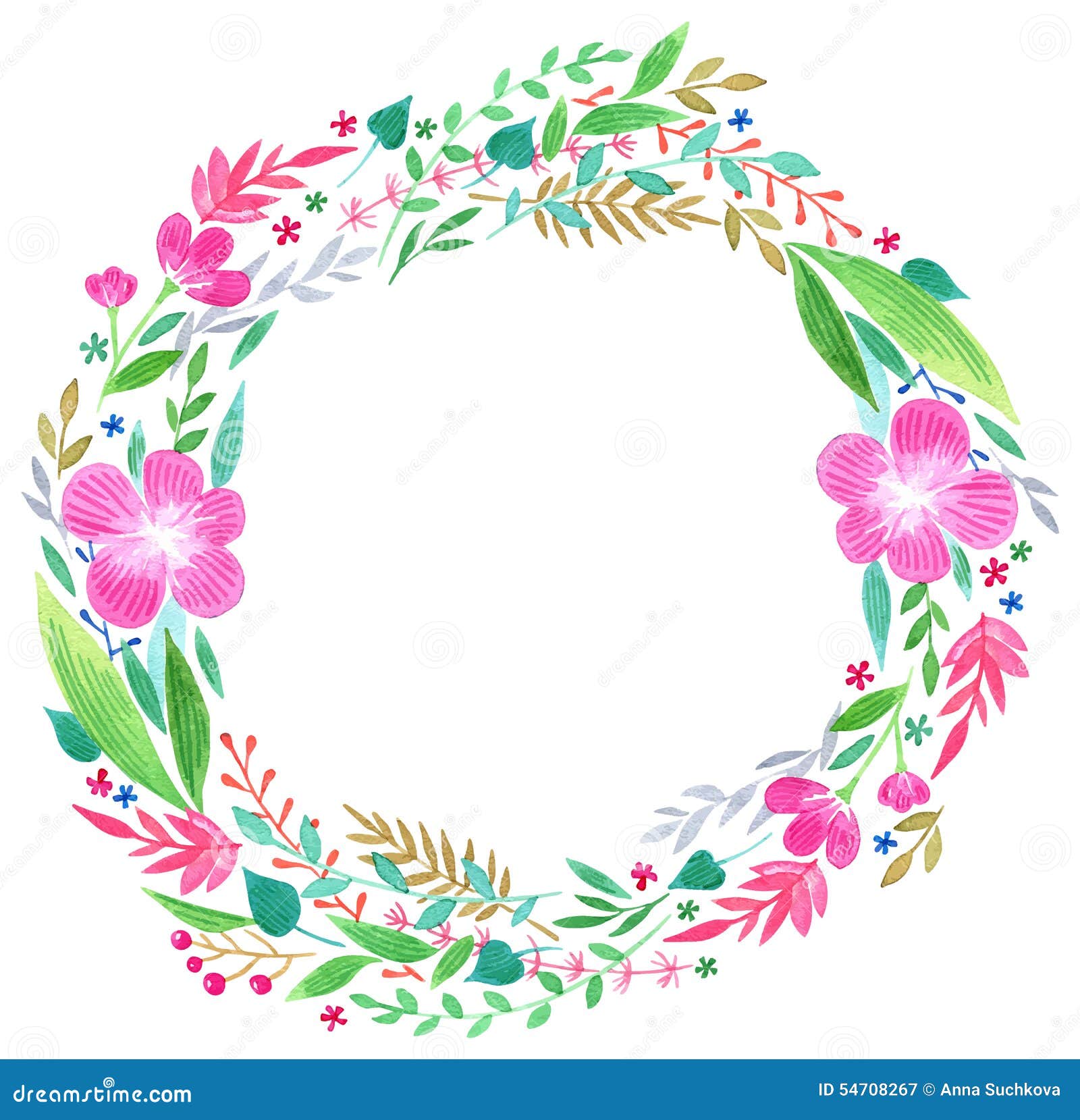 Cadre De Dessin Rond De Main D'aquarelle Illustration Stock ...