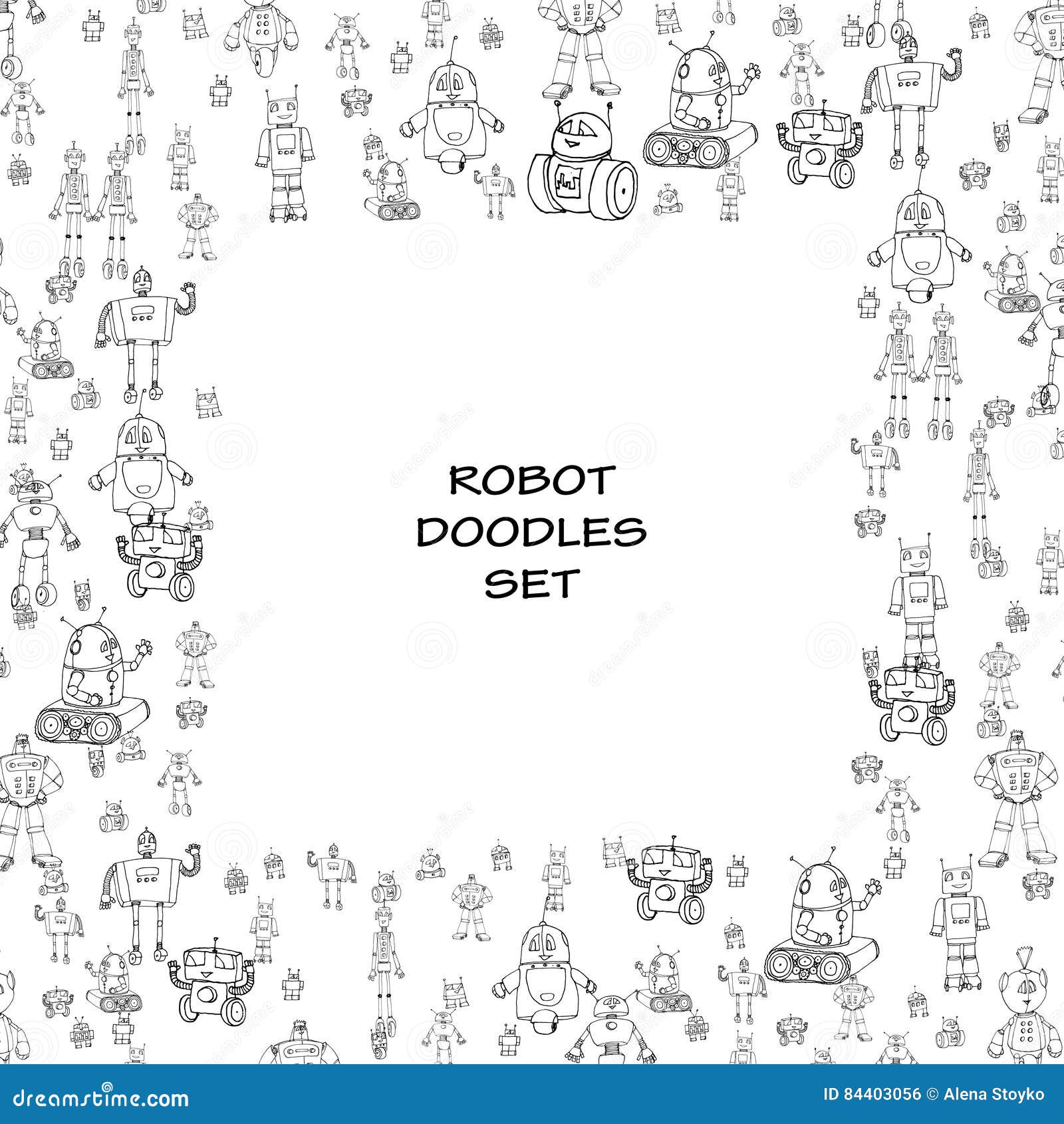 Cadre De Griffonnage De Robot Illustration de Vecteur - Illustration du ...