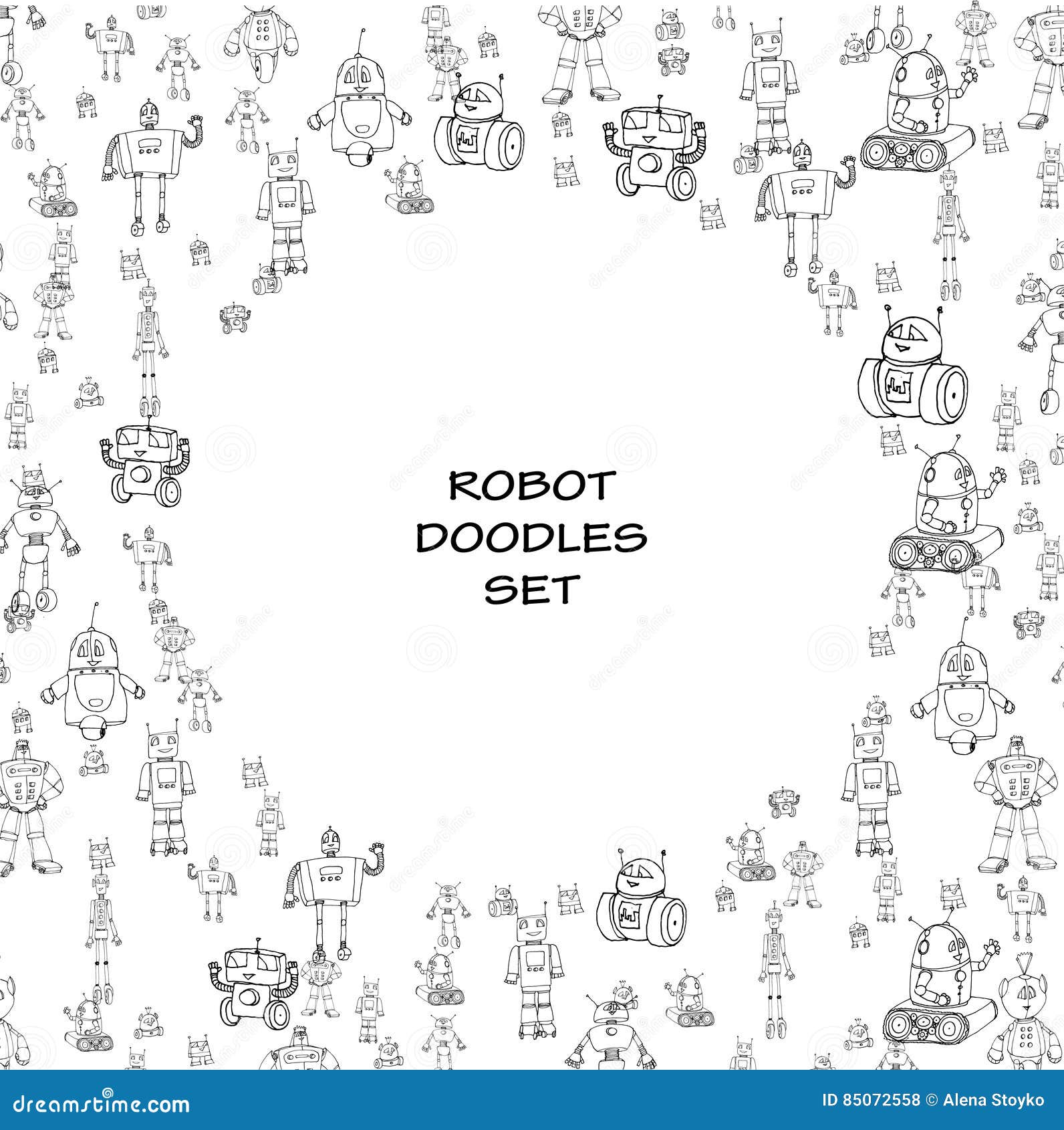 Cadre De Griffonnage De Robot Illustration de Vecteur - Illustration du ...