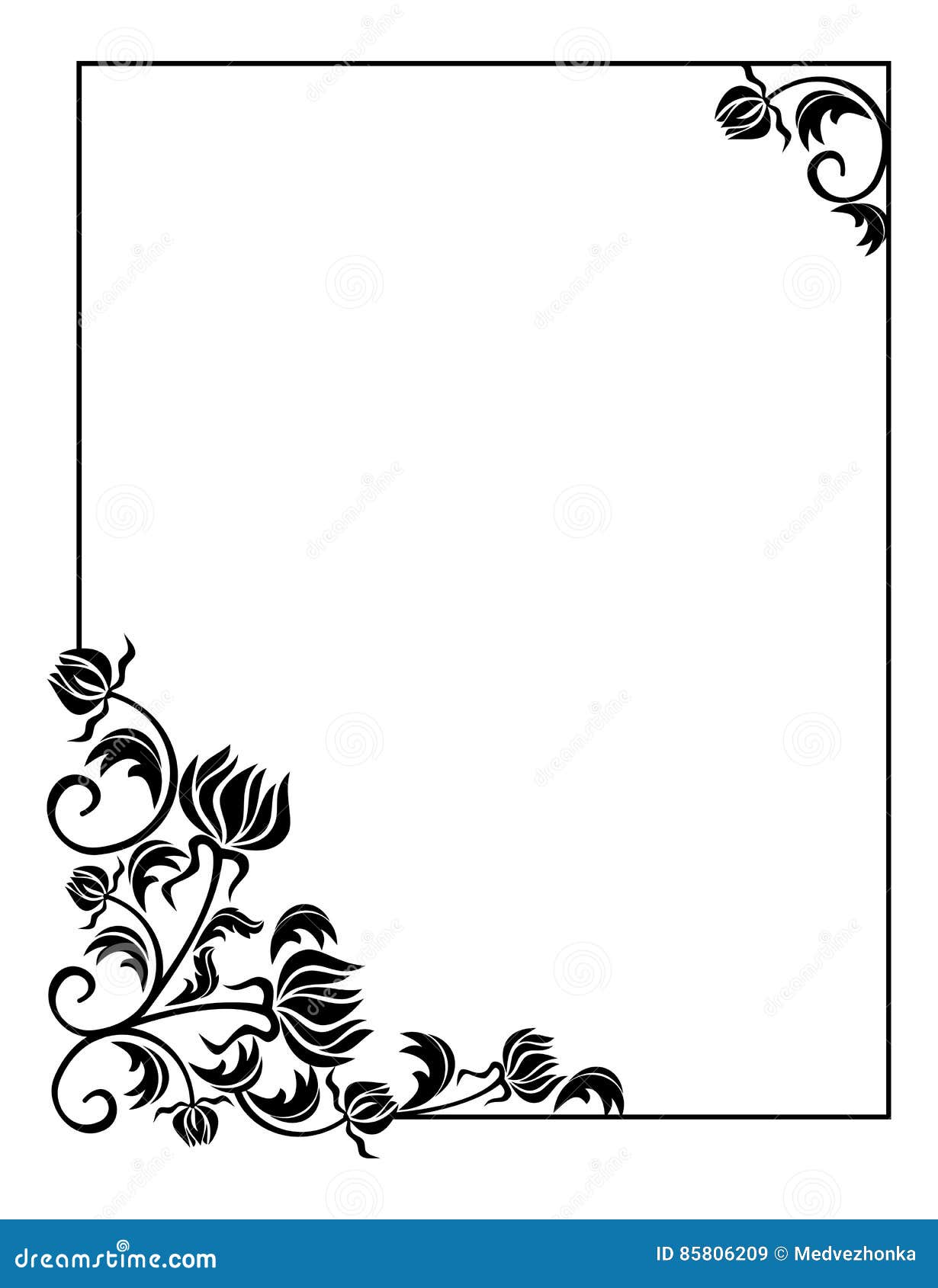 Cadre Noir Et Blanc Avec Des Silhouettes De Fleurs O Illustration Stock ... Cadre Noir Et Blanc Avec Des Silhouettes De Fleurs O Illustration Stock ...