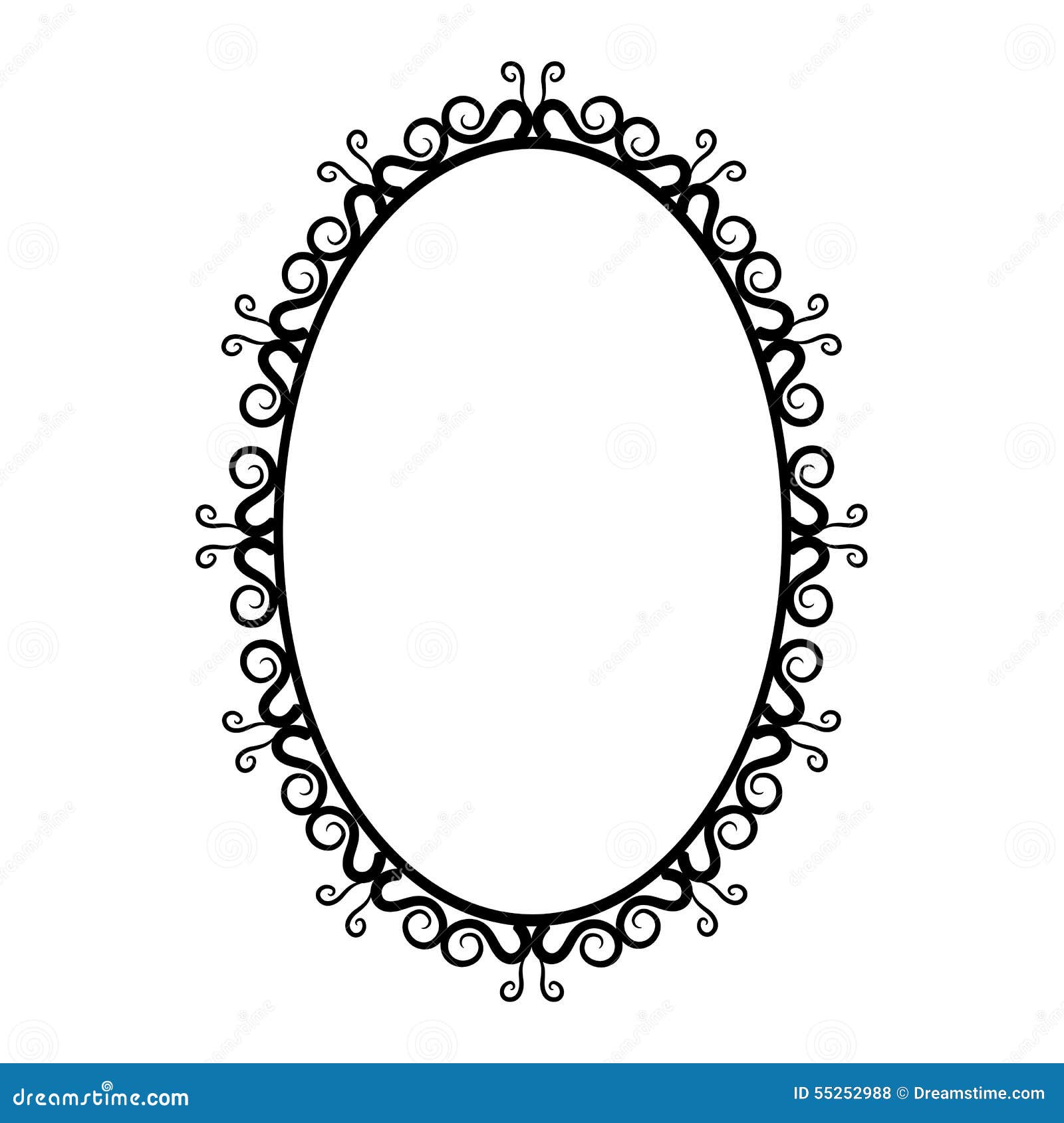 Cadre Ovale De Vintage Noir Et Blanc Sur Un Fond Blanc Illustration De