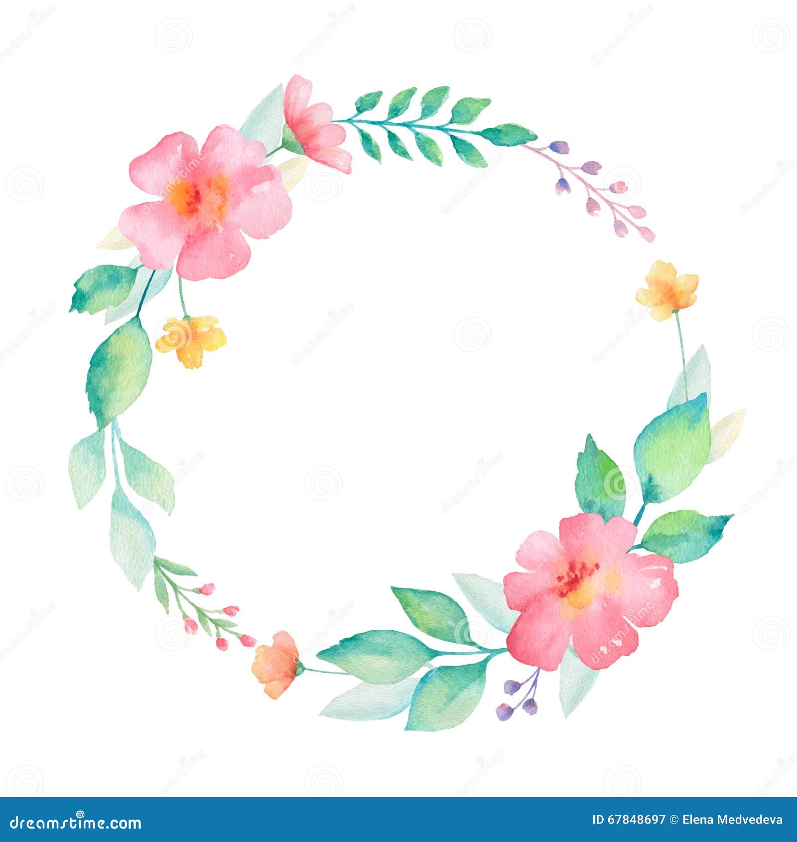 Cadre Rond D'aquarelle Des Fleurs Illustration de Vecteur ...