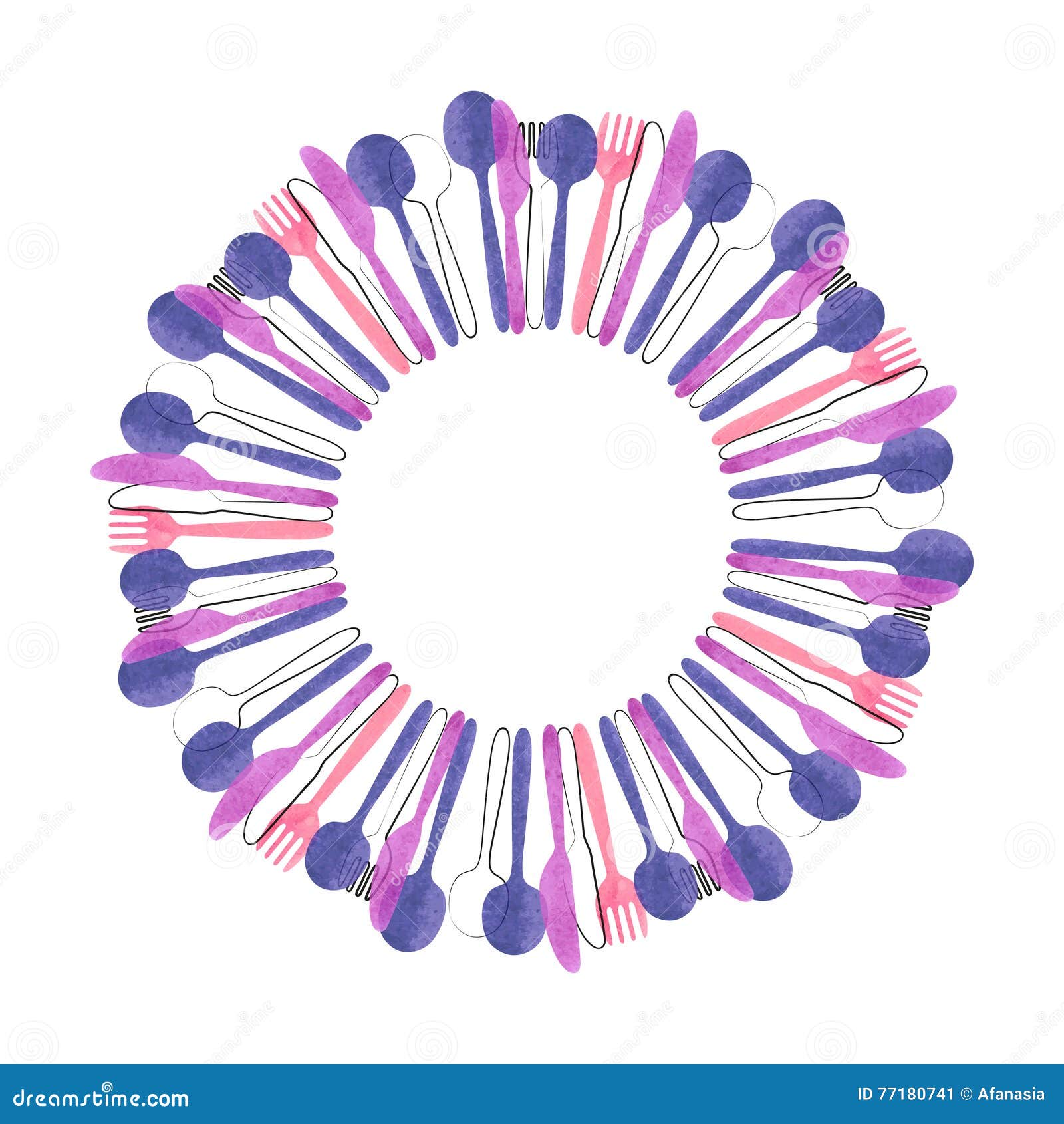 Cadre Rond De Couverts Fond De Restaurant Illustration de Vecteur ...