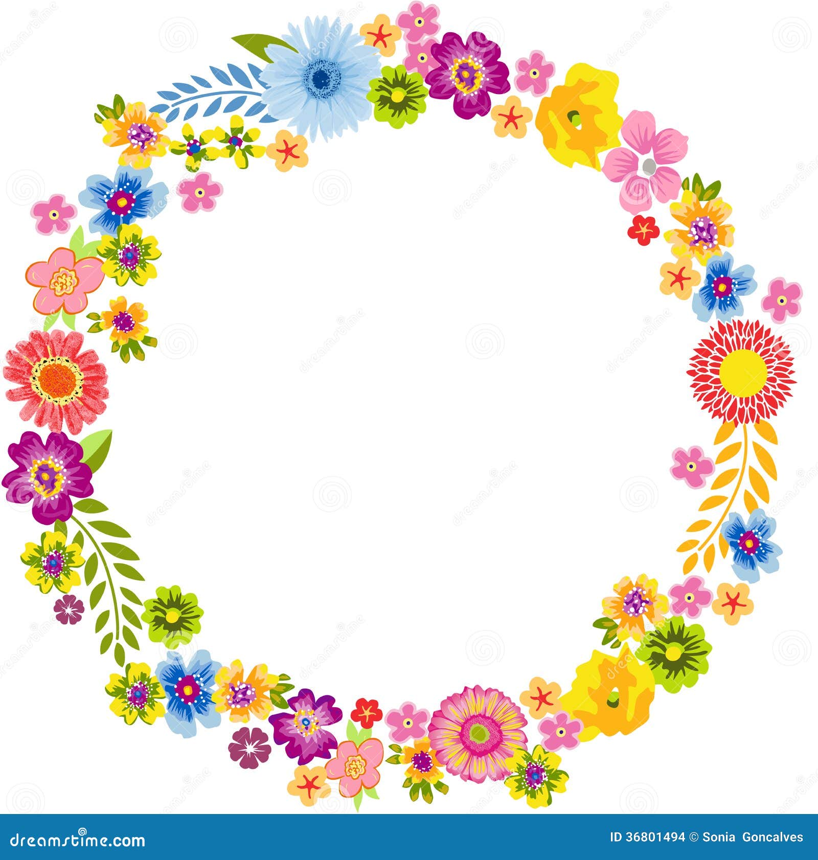 Cadre Rond De Fleur De Ressort Illustration de Vecteur - Illustration ...