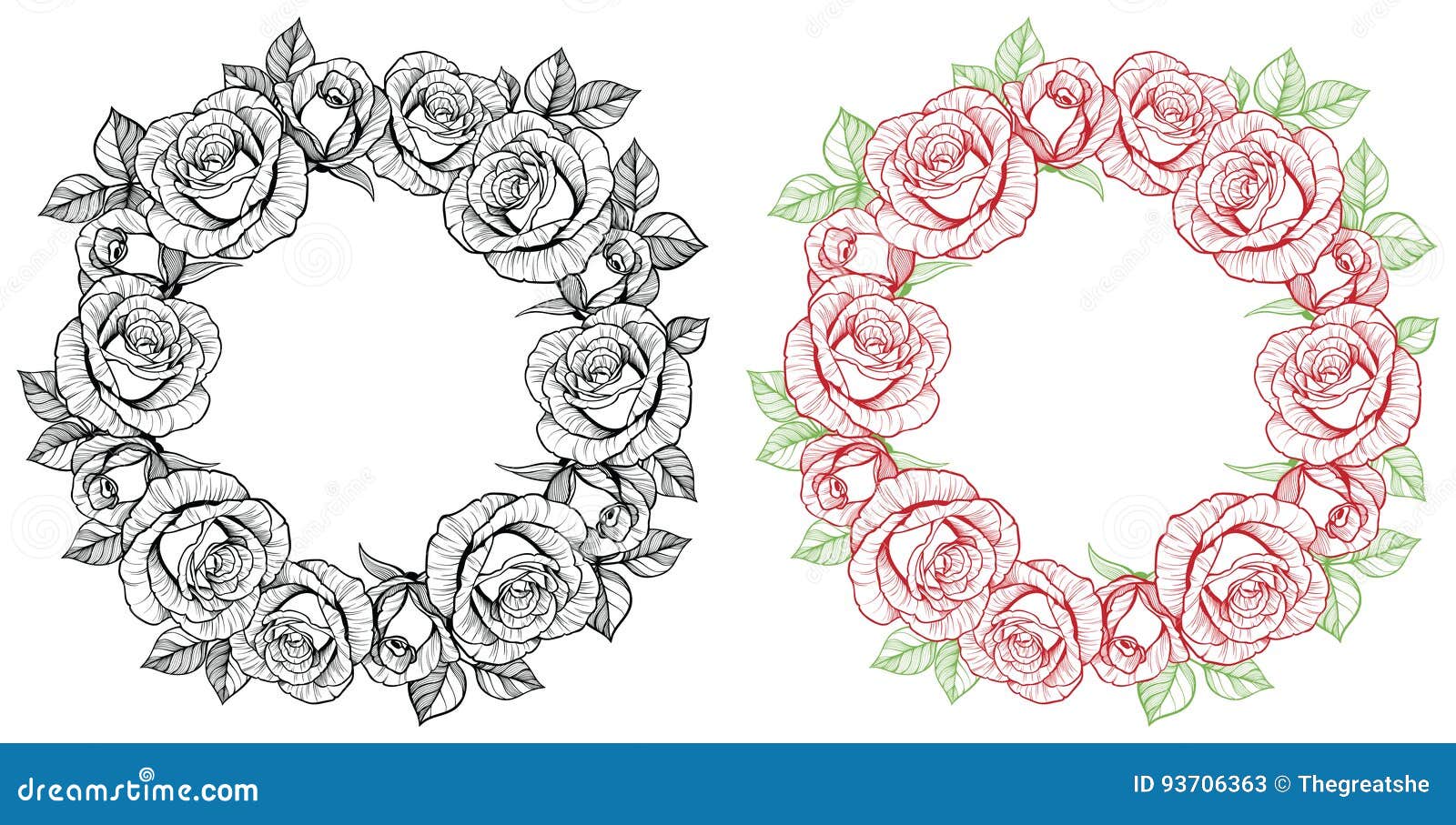 Cadre Rond De Fleur De Rose Illustration de Vecteur - Illustration du ...