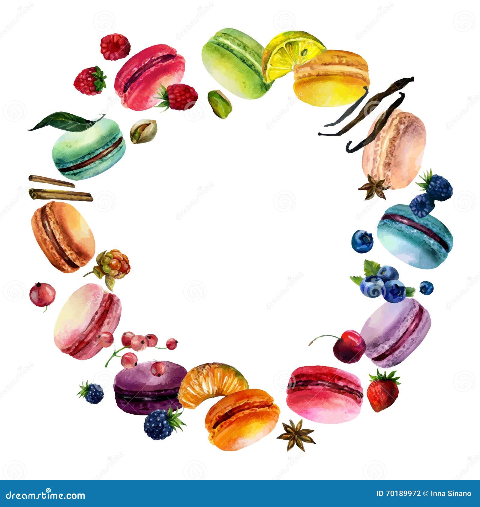 Cadre Rond De Macaron D'aquarelle Illustration de Vecteur ...