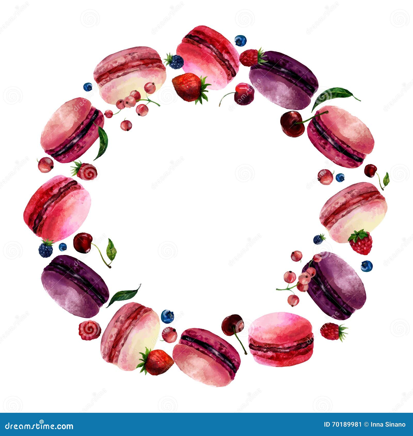 Cadre Rond De Macaron D'aquarelle Illustration de Vecteur ...