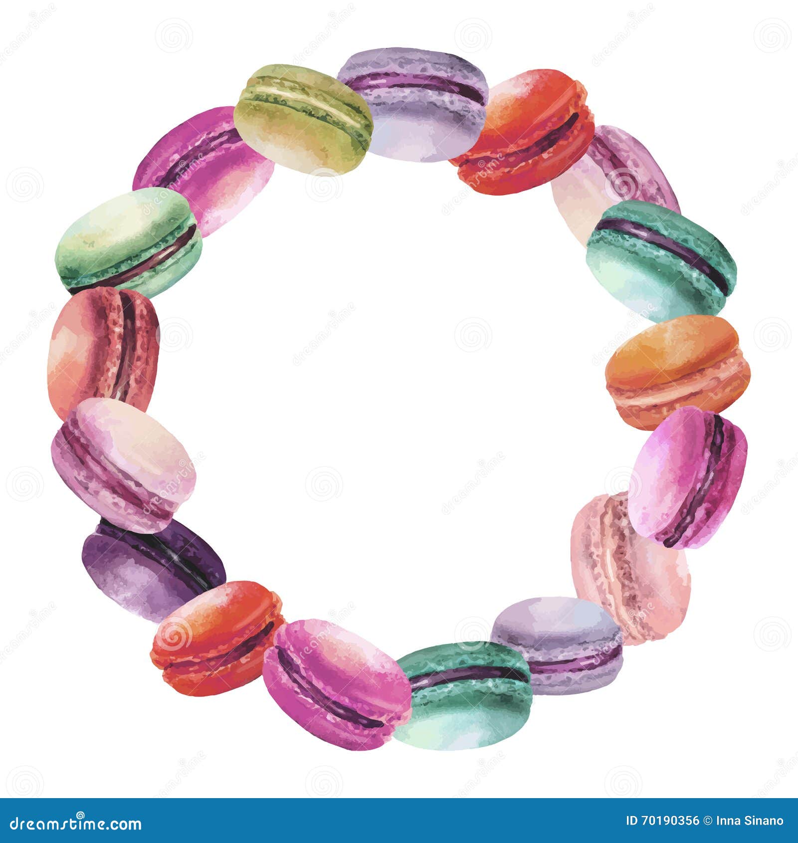 Cadre Rond De Macaron D'aquarelle Illustration de Vecteur ...
