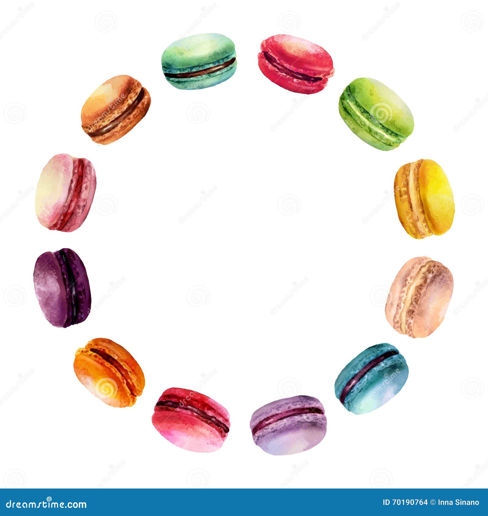 Cadre Rond De Macaron D'aquarelle Illustration de Vecteur ...