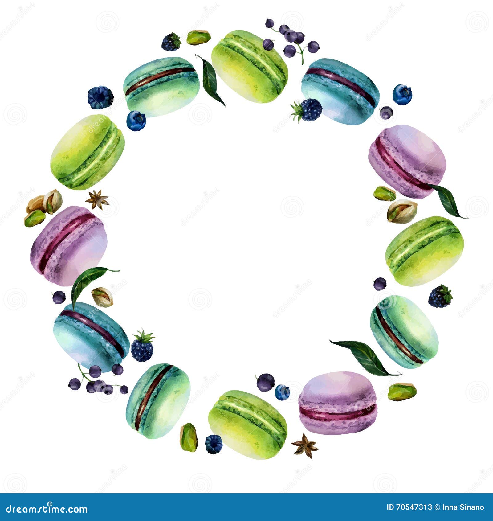 Cadre Rond De Macaron D'aquarelle Illustration de Vecteur ...