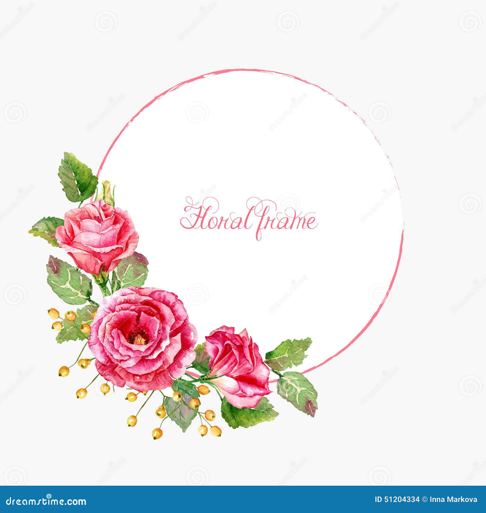 Cadre Rond Des Roses Rouges D'aquarelle Illustration de Vecteur ...