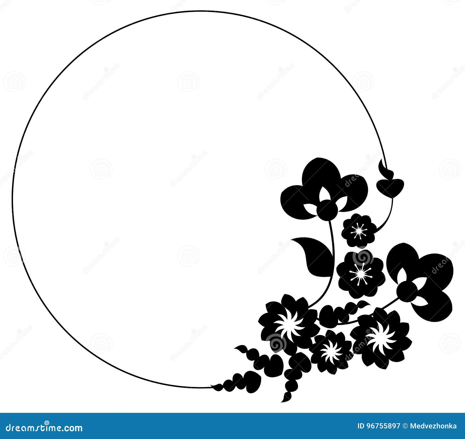 Cadre rond noir et blanc illustration de vecteur. Illustration du ...