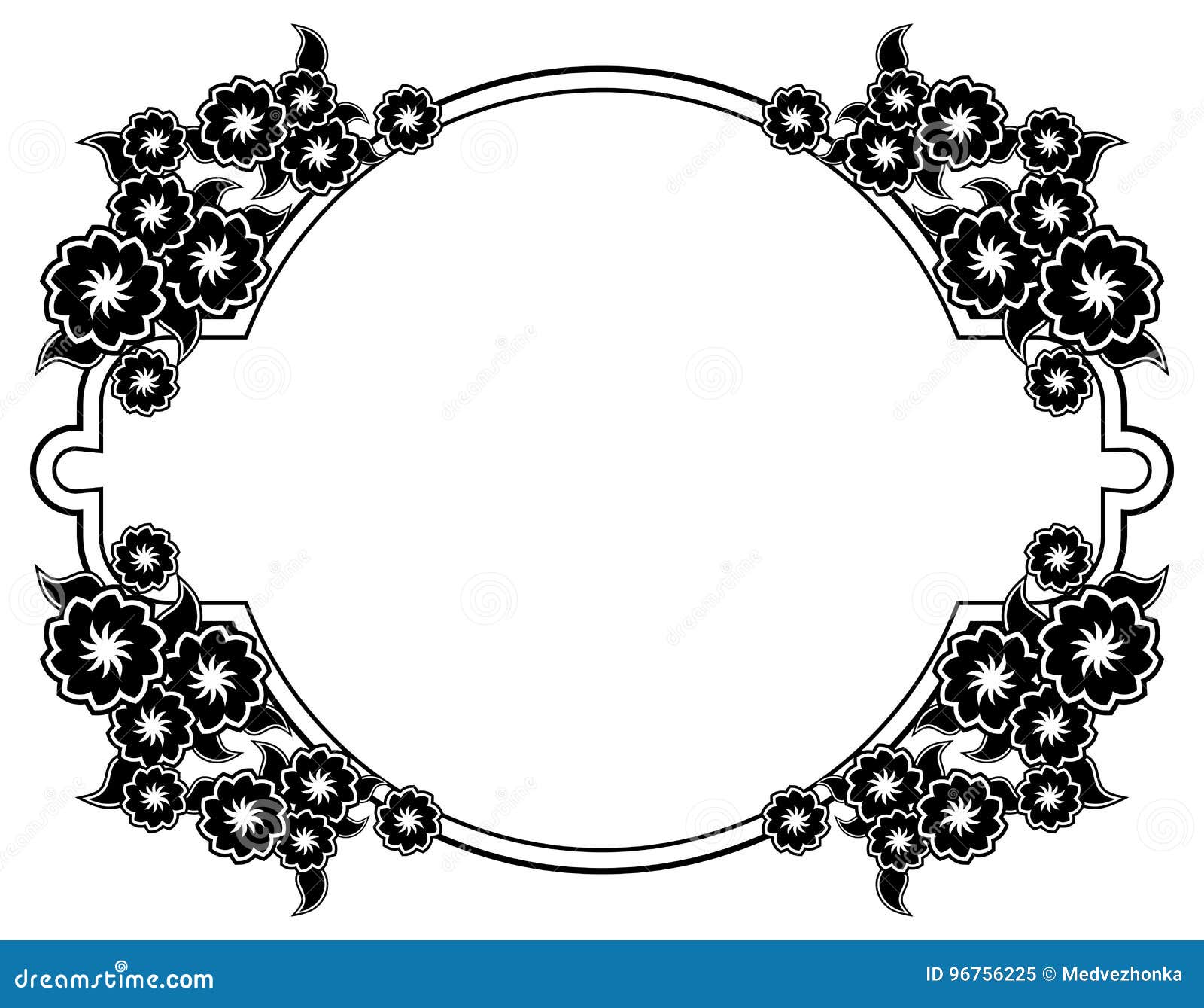 Cadre rond noir et blanc illustration de vecteur. Illustration du motif ...