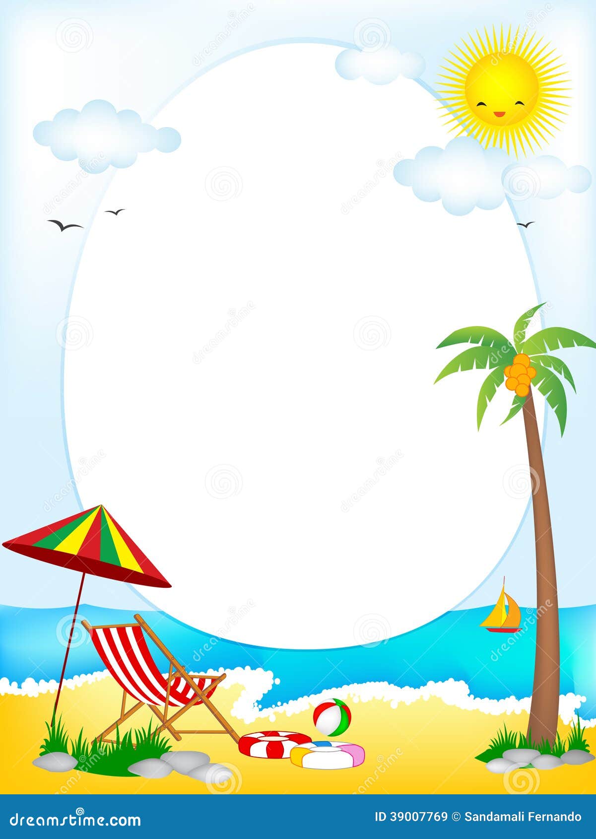 Cadre Tropical D'ovale De Plage Illustration de Vecteur - Illustration ...