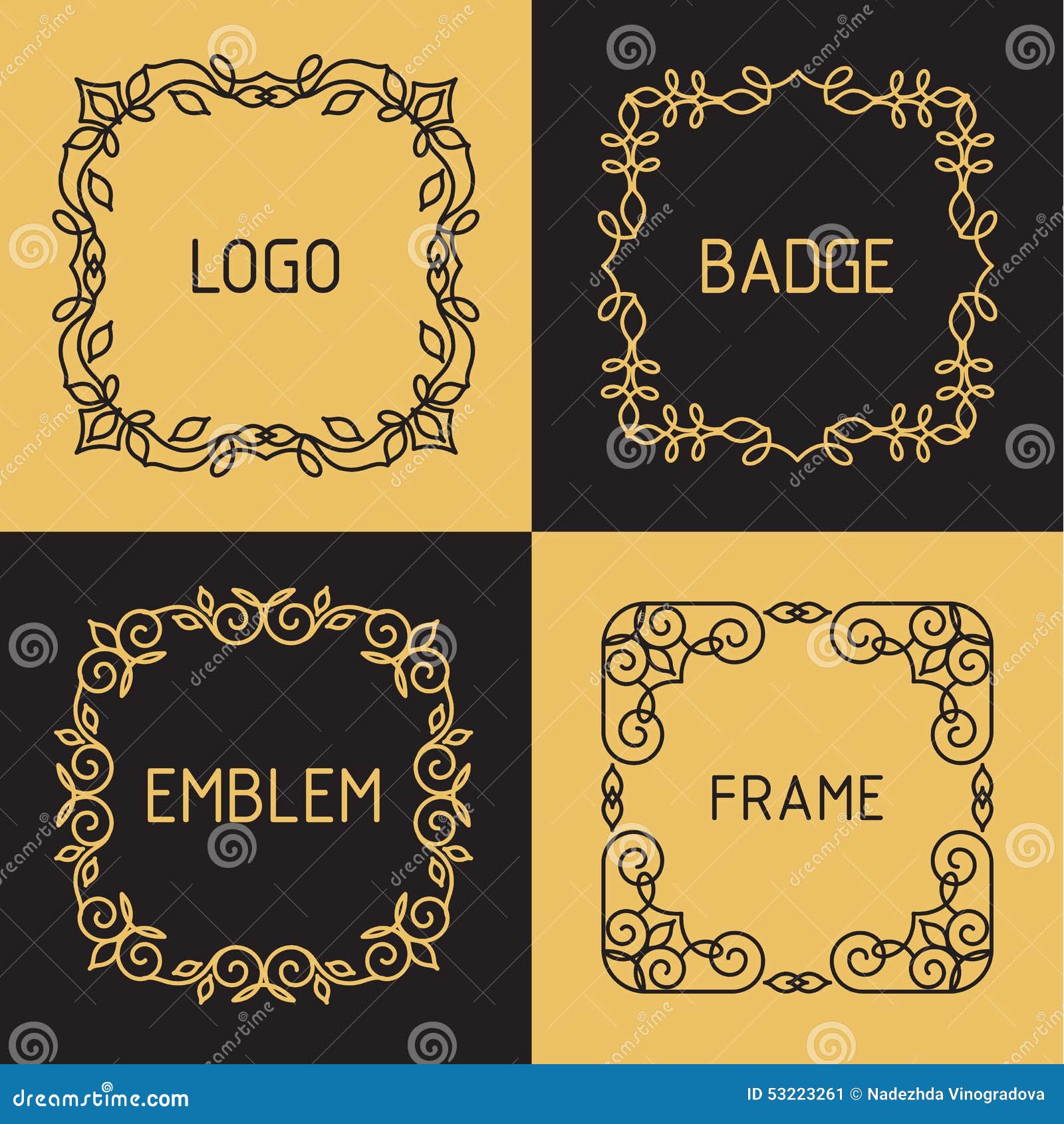 Cadres Et Insignes D'ensemble De Vecteur Illustration de Vecteur ...