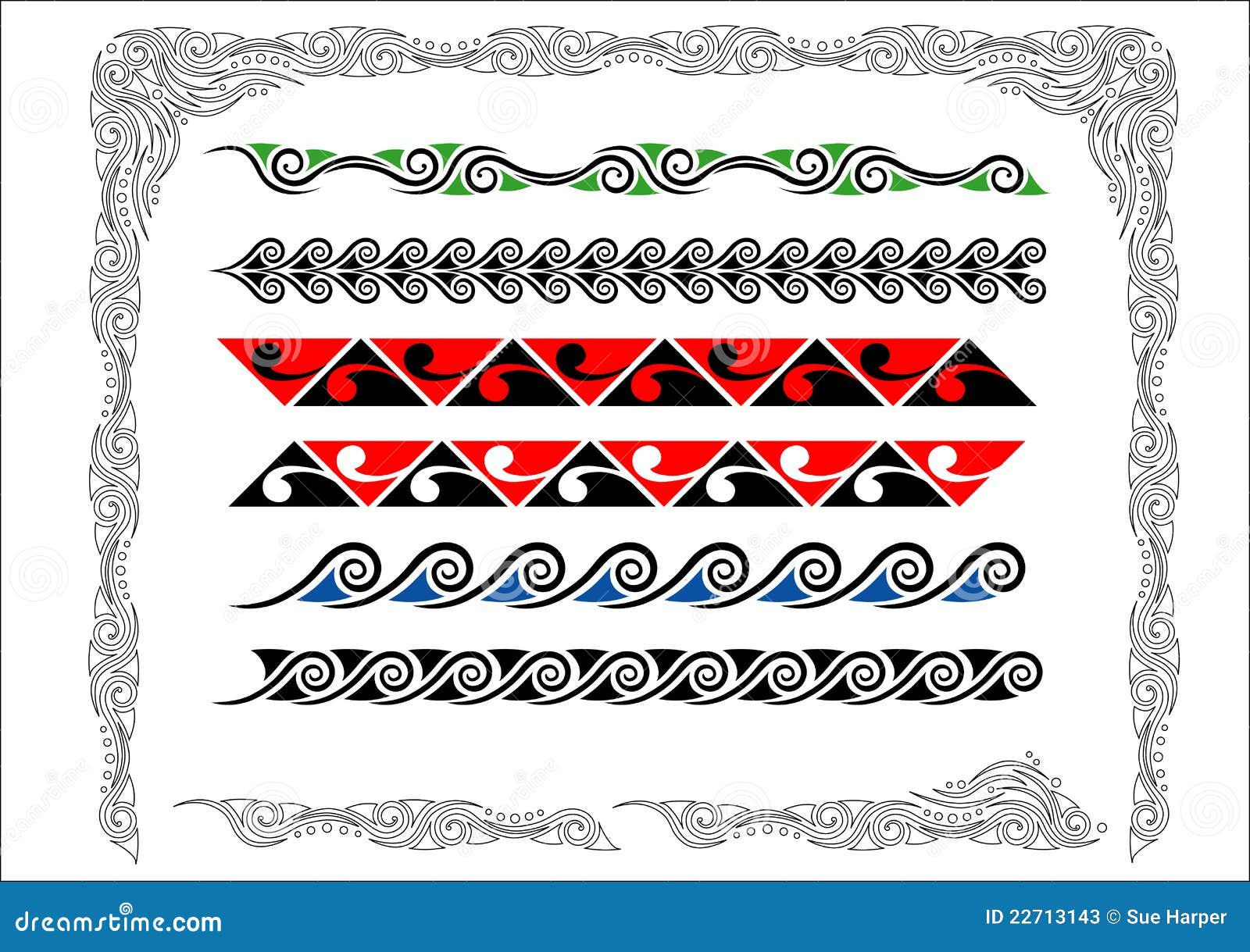 Cadres maoris de Koru illustration de vecteur. Illustration du ...